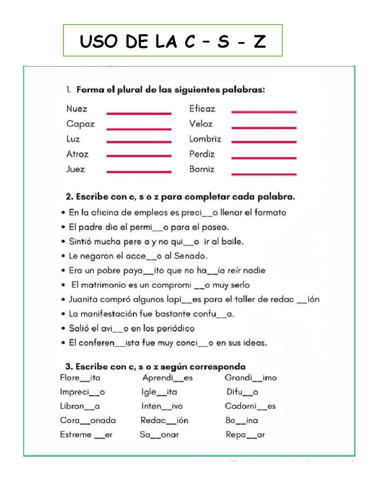 USO DE LA C S Z - jdjddjkddkkdkddkddkdmsmslsdbdbbdbdbdbbdnddnd - Z 1 ...