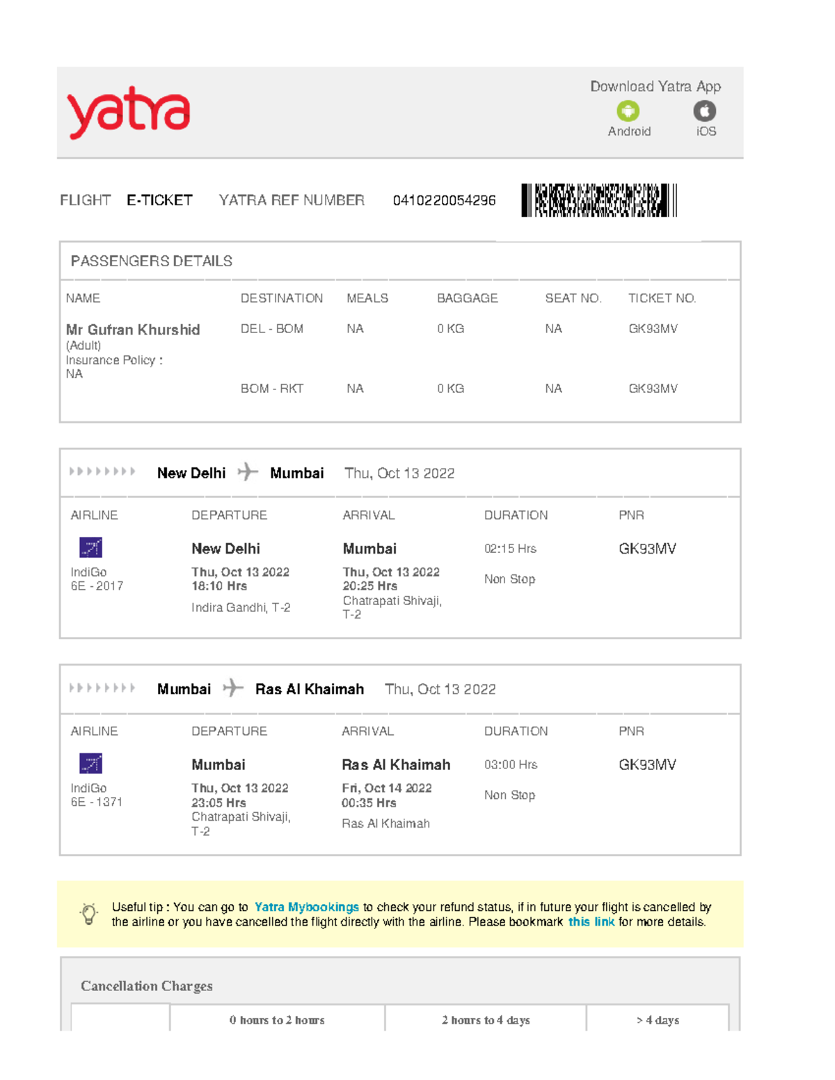 69966232 ticket - asdsadasd - Download Yatra App Android FLIGHT YATRA ...