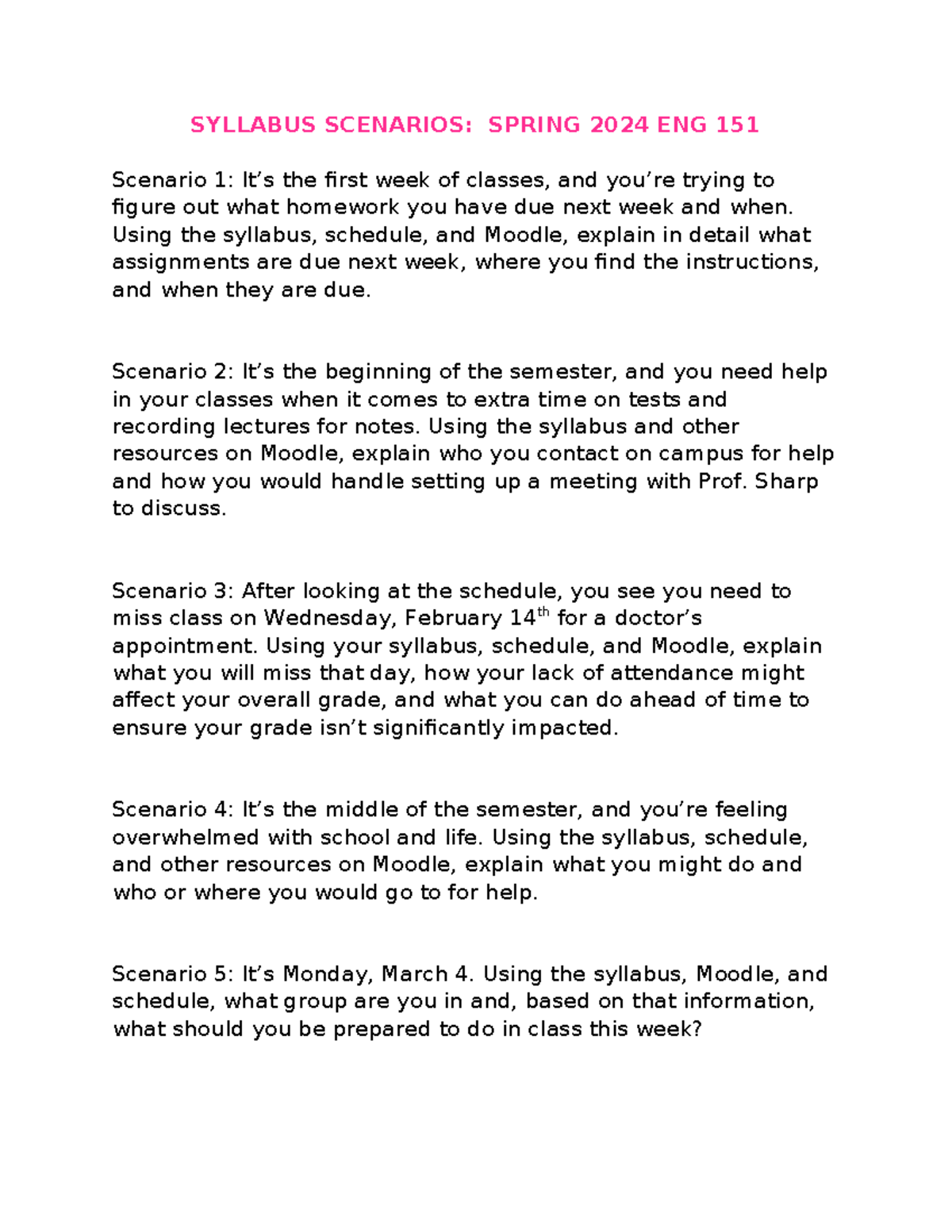 2024 SP ENG 151 Syllabus Scenarios - SYLLABUS SCENARIOS: SPRING 2024 ...