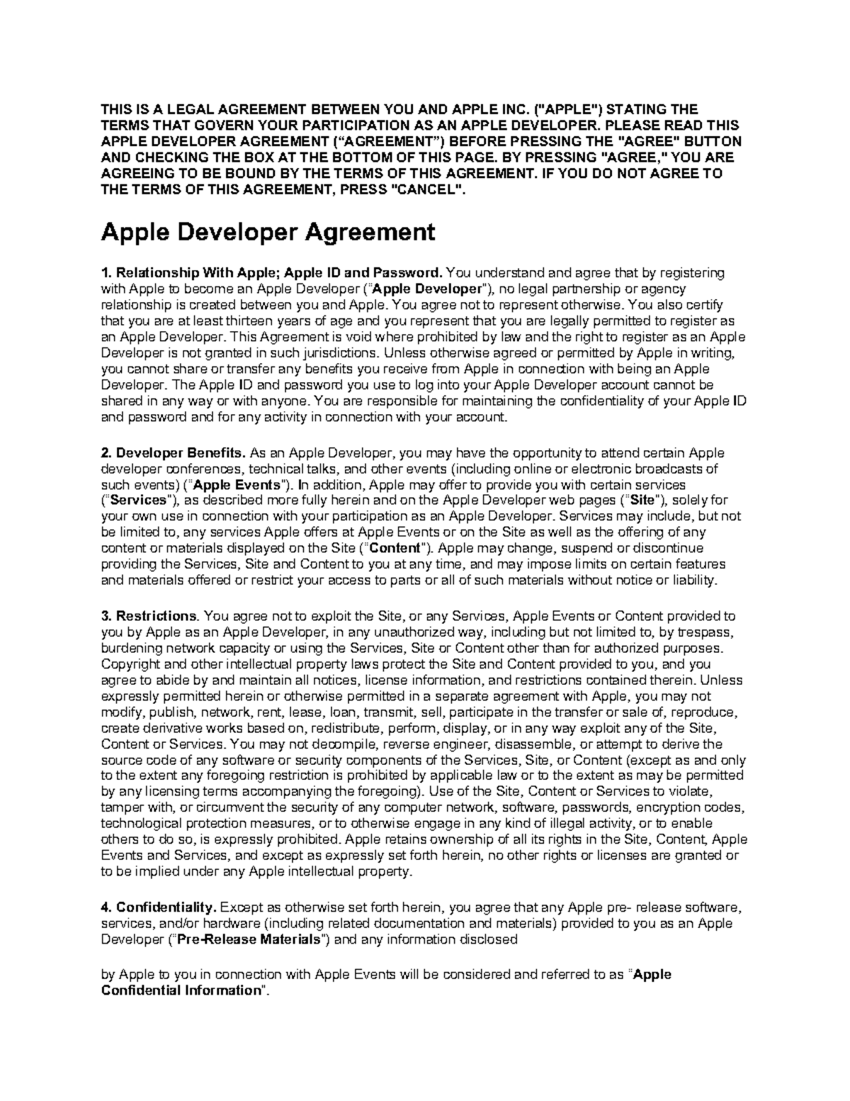 Apple Developer Agreement 20220606 English - THIS IS A LEGAL AGREEMENT ...