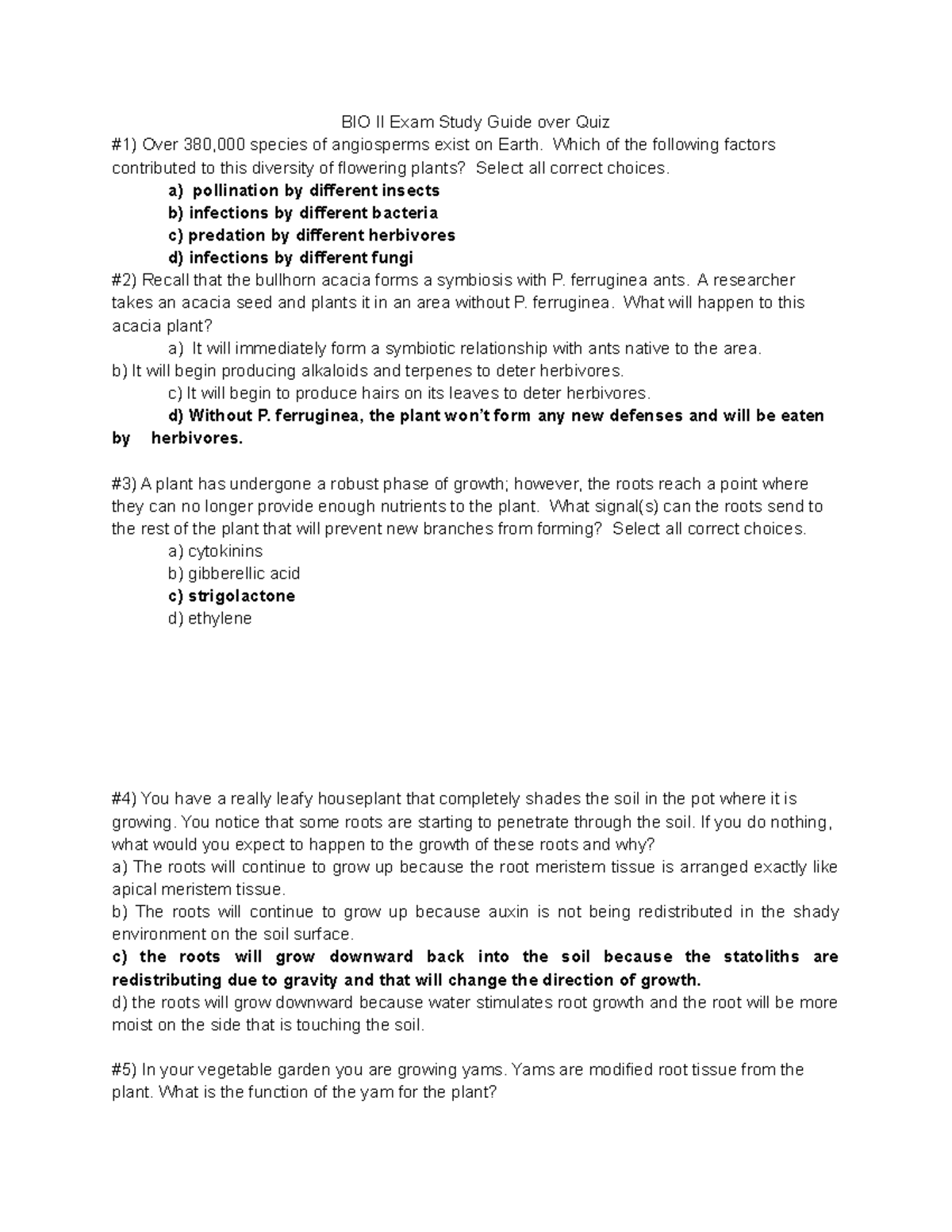 exam 2 std guide - BIO II Exam Study Guide over Quiz #1) Over 380,000 ...