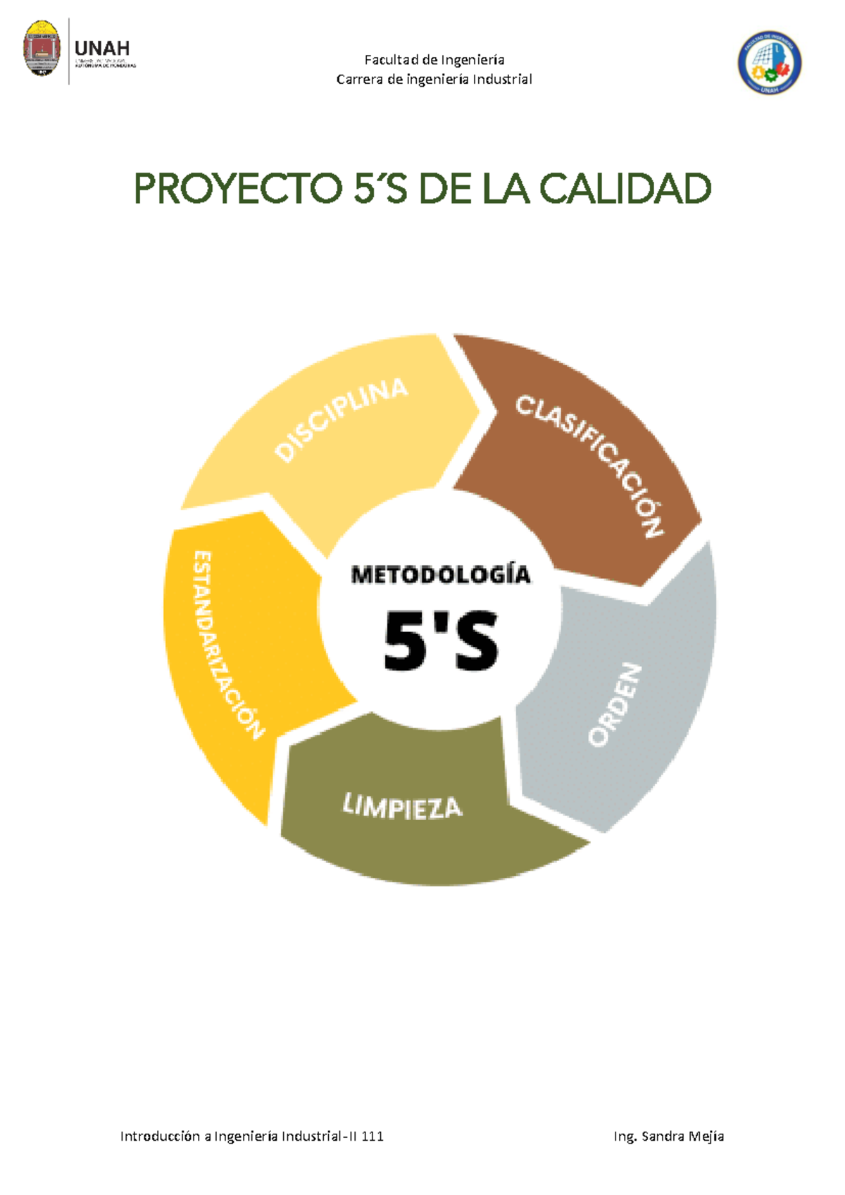 Proyecto 5´S - tema - Facultad de Ingeniería Carrera de ingeniería ...