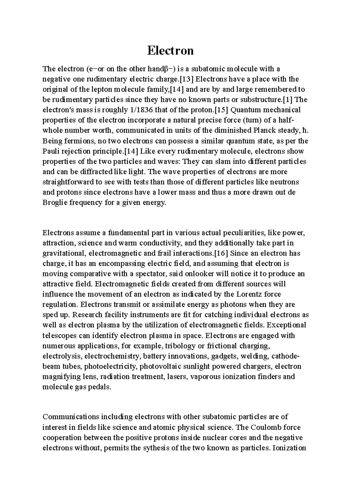 Electron - Shafina - Electron The electron (e−or on the other handβ− ...