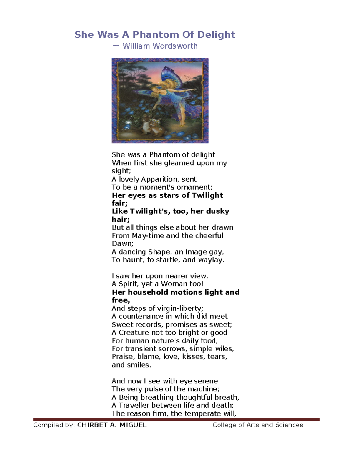 She Was a Phantom of Delight - She Was A Phantom Of Delight ~ William ...