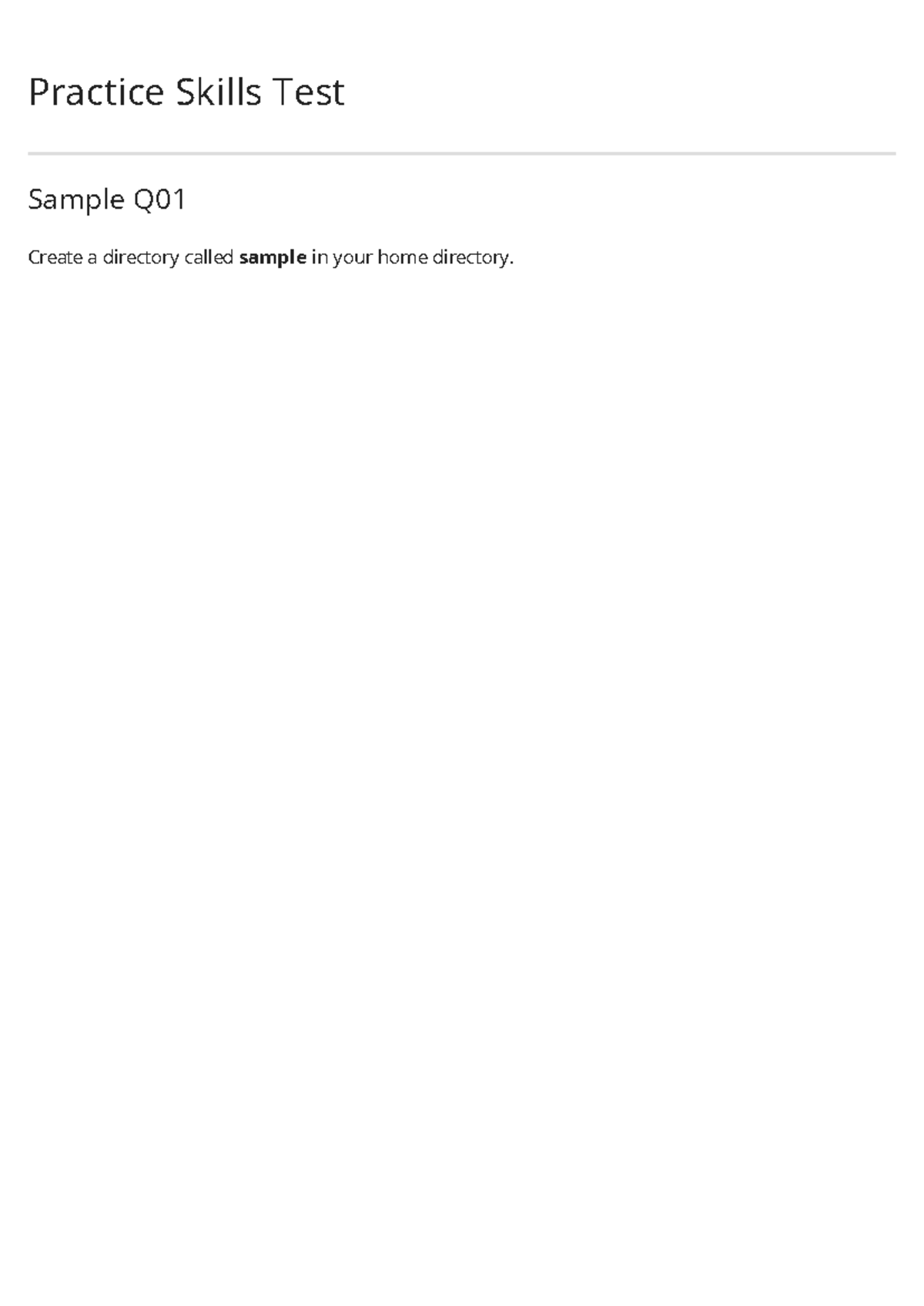 Practice Skills Test - Practice Skills Test Sample Q Create a directory ...
