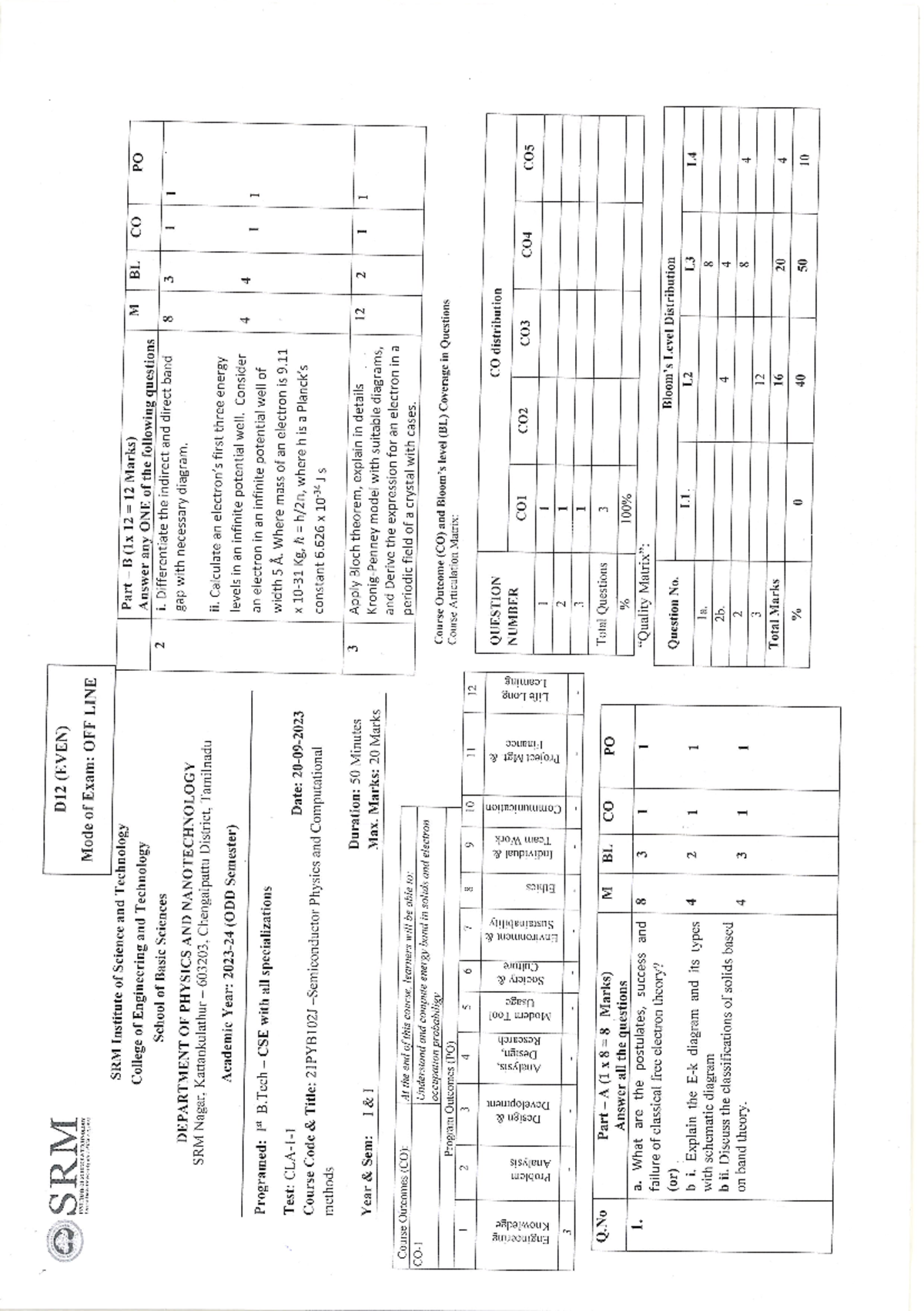 CT1 D12 Qp and Answer key - Semiconductor physics and computational methods - Studocu