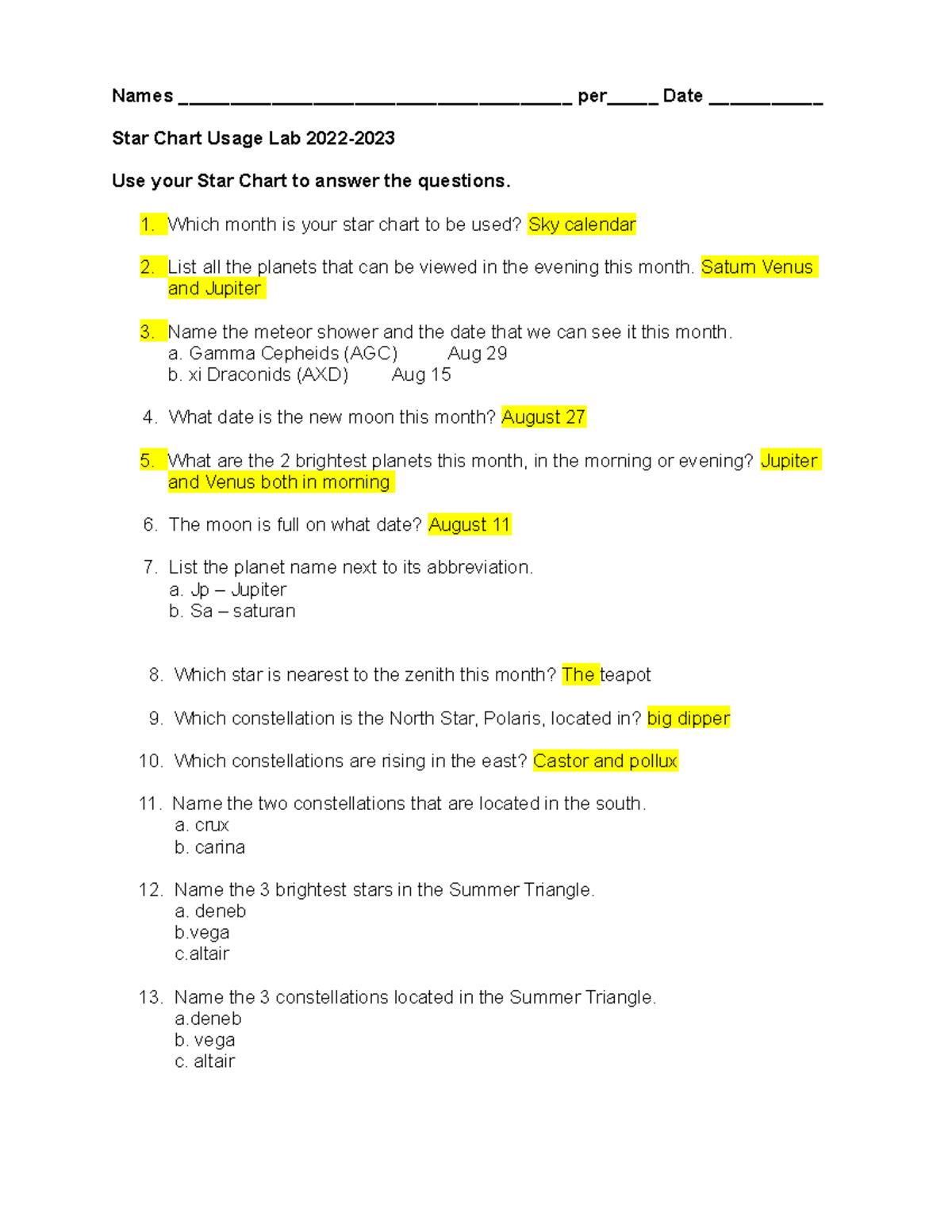 Star Chart Usage lab 2022-2023 - Names ...