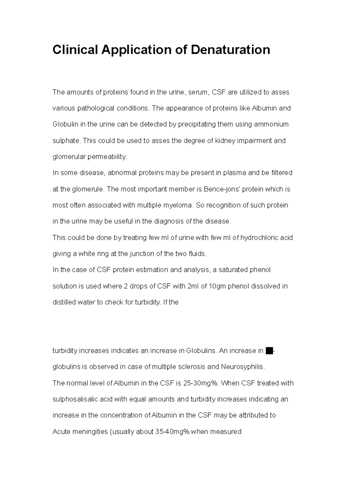 Clinical Application of Denaturation - The appearance of proteins like ...