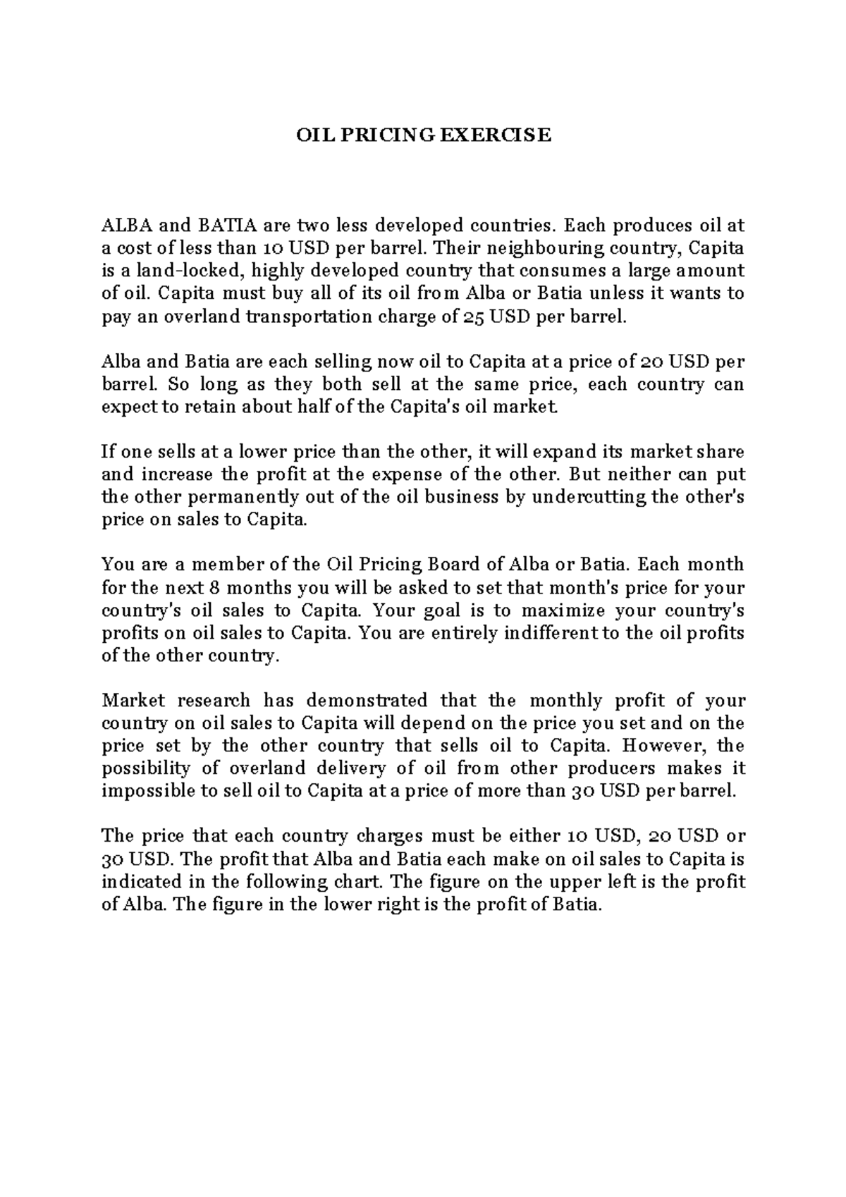 Oil Pricing Exercise DMS 2021 - OIL PRICING EXERCISE ALBA and BATIA are ...