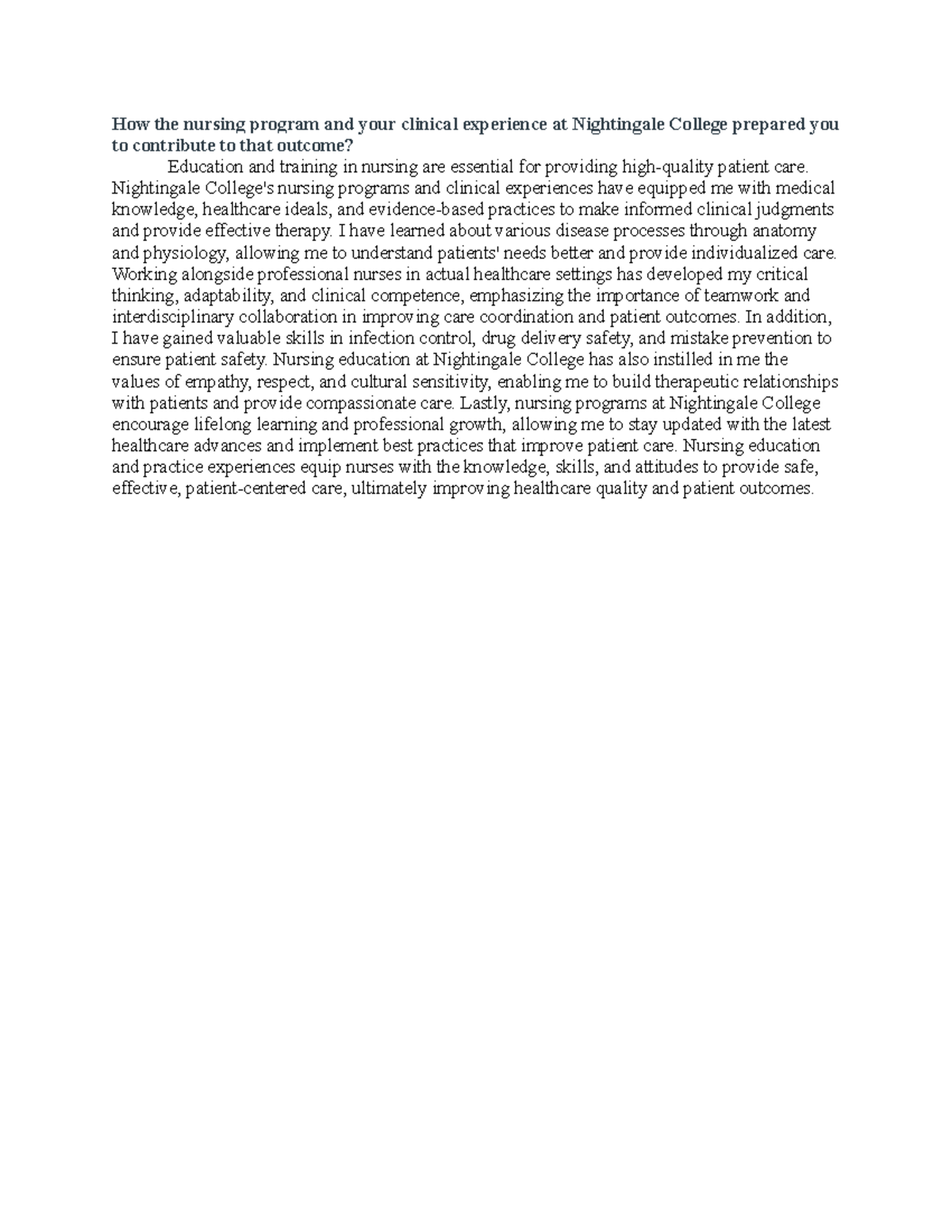 395 Hallmark Assigment - How the nursing program and your clinical ...