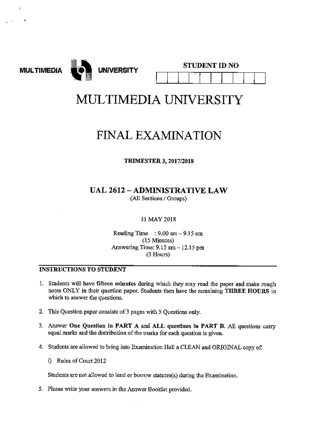 Exam 2017, questions - MULTIMEDIA STUDENT ID NO -‘.l__ITY $133313 ...