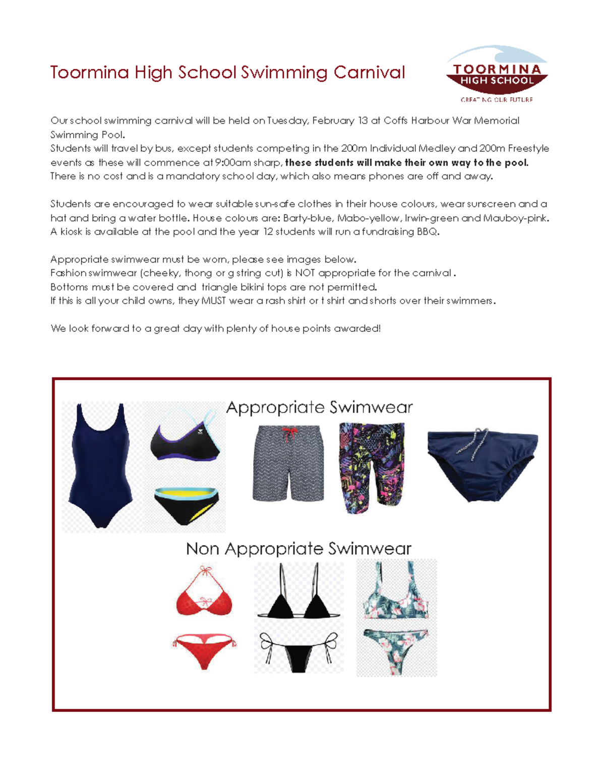 Carniival - hghjg - Our school swimming carnival will be held on ...