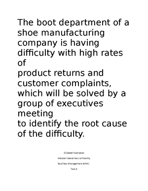 Business managment task 1 - Elizabeth Gonzalez Western Governors ...