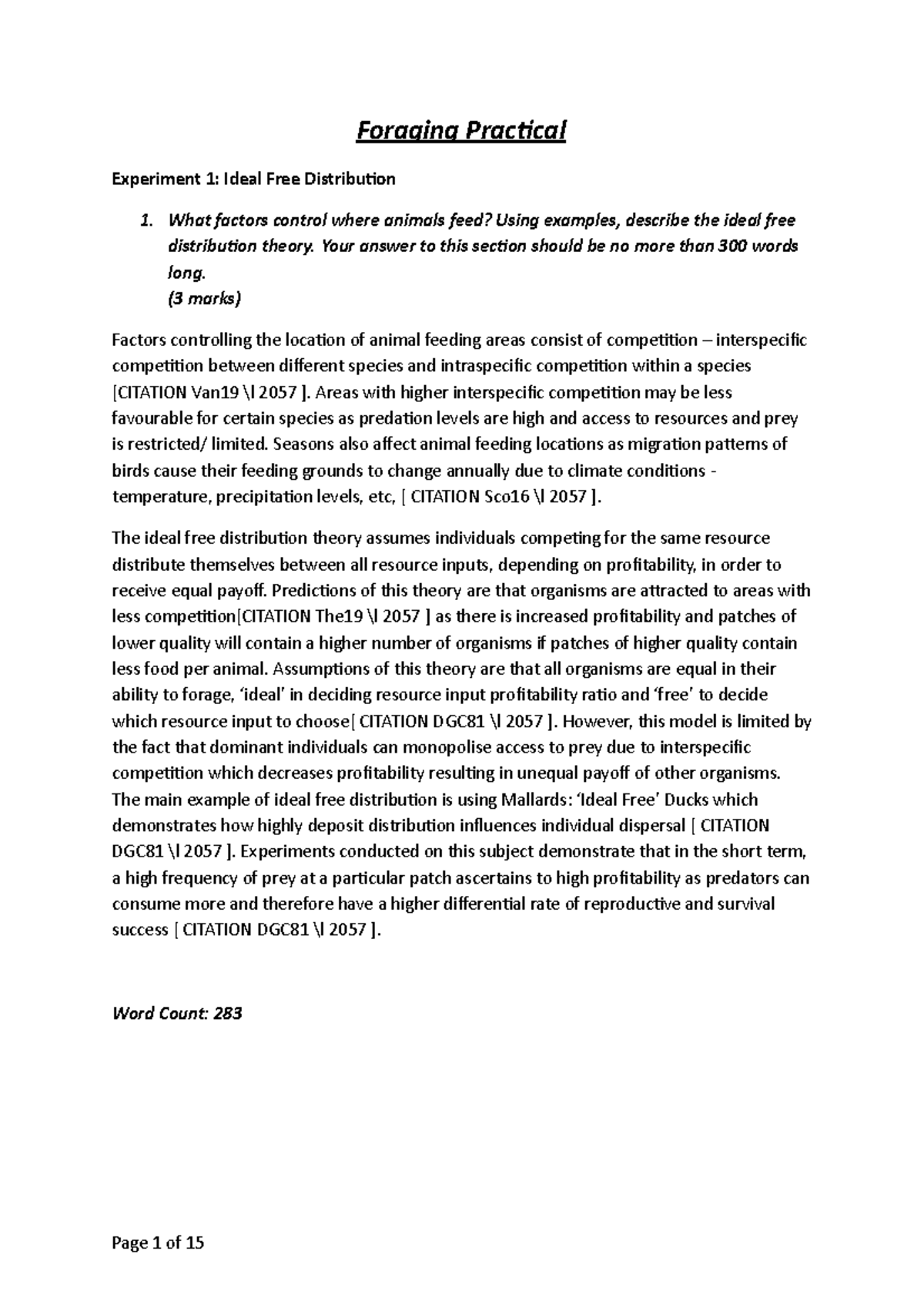 Duck Report - Taught by Dean Waters and Laura Chapmen - Foraging ...