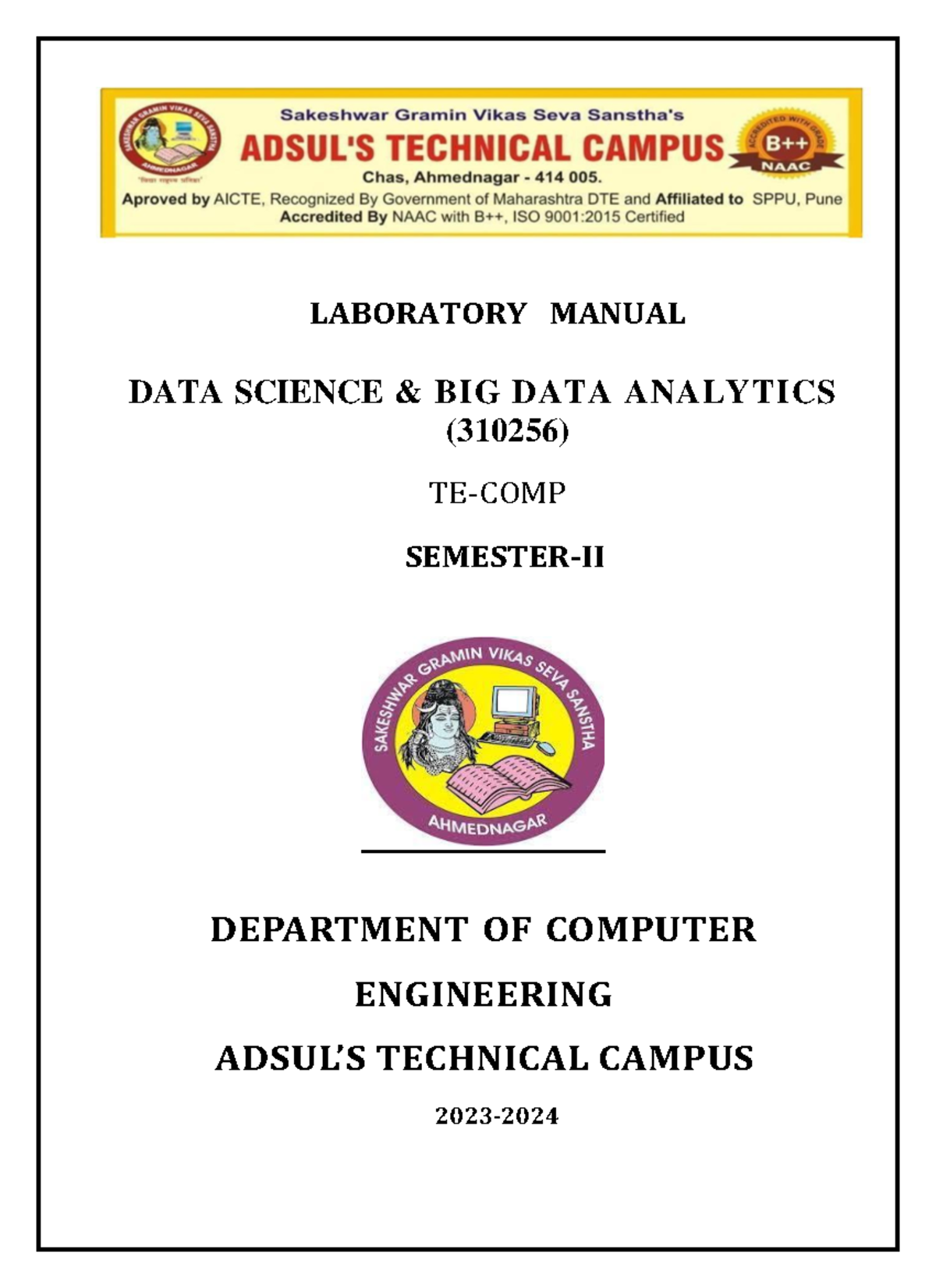 Dsbda LAB Manual TE - This lab maunal of - LABORATORY MANUAL DATA SCIENCE & BIG DATA ANALYTICS ...