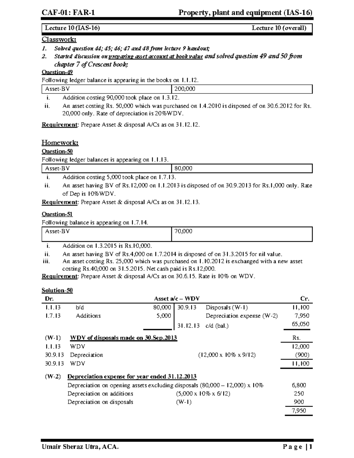 Lecture 10-10 - CAF-01: FAR-1 Property, plant and equipment (IAS-16 ...