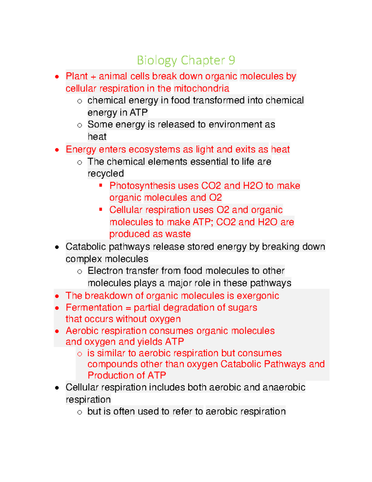 Biology Chapter 9 - gibson - Biology Chapter 9 Plant + animal cells ...