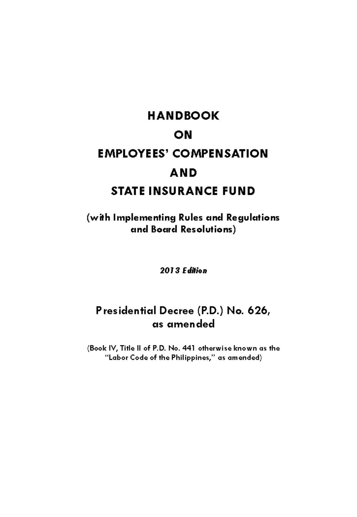 Presidential Decree 626 - - Studocu