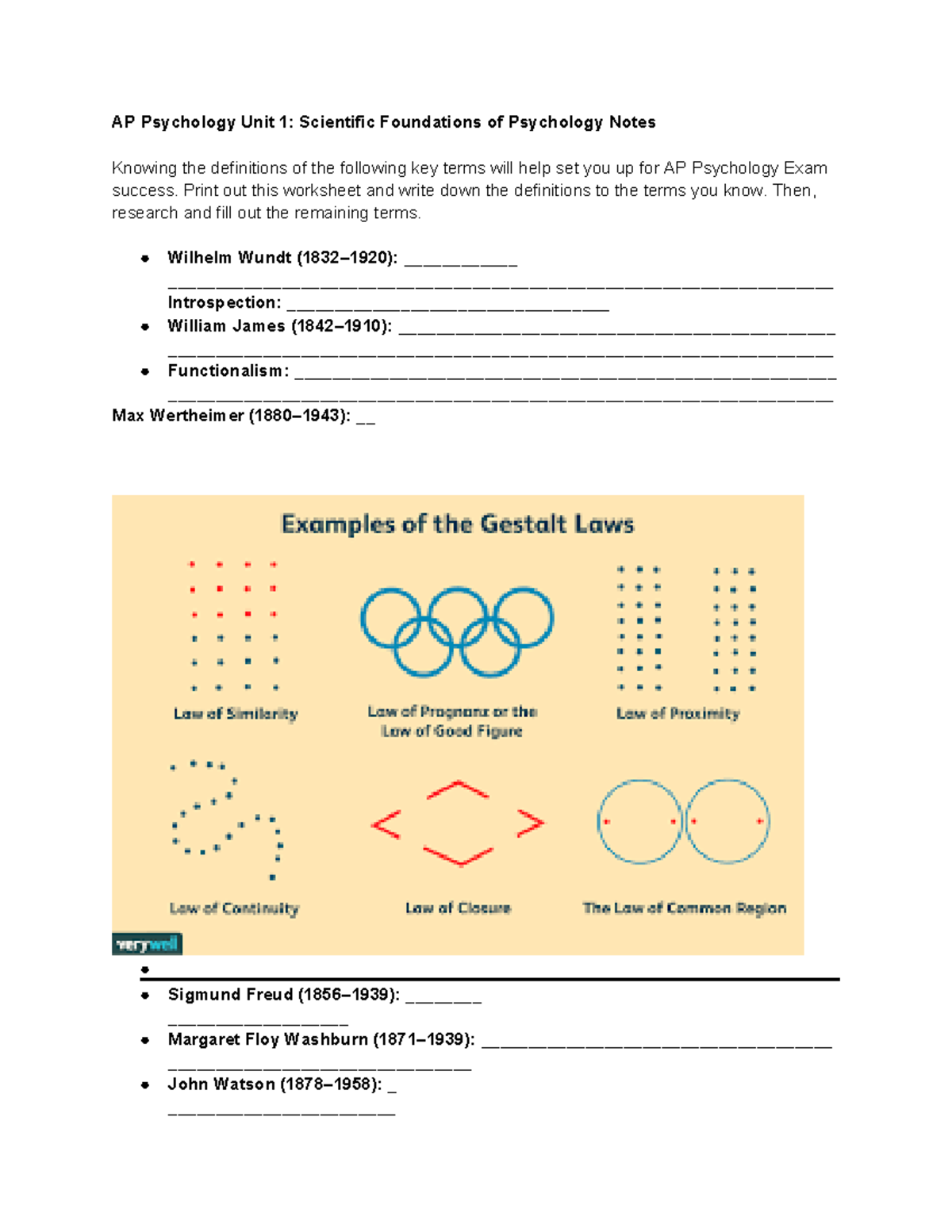 AP Psychology Unit 1 Scientific Foundations of Psychology Notes - Print ...