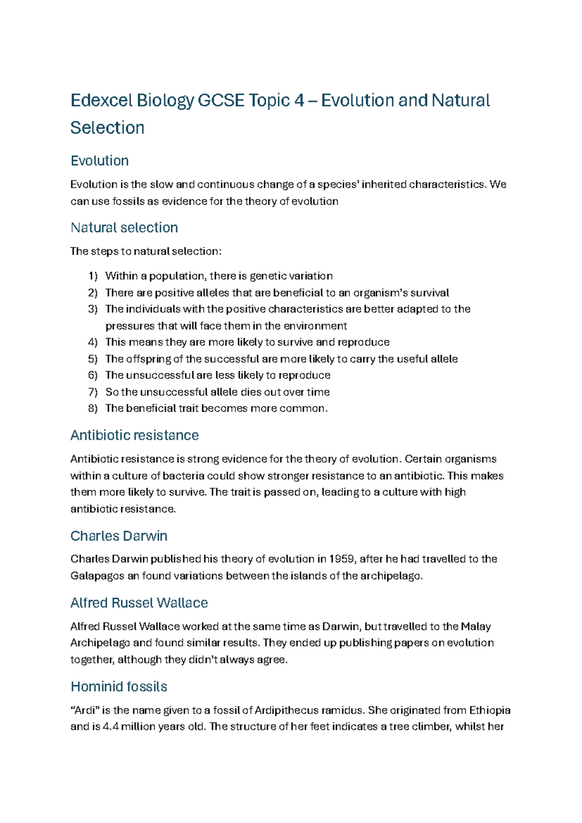 Edexcel Biology GCSE Topic 4 - We can use fossils as evidence for the ...