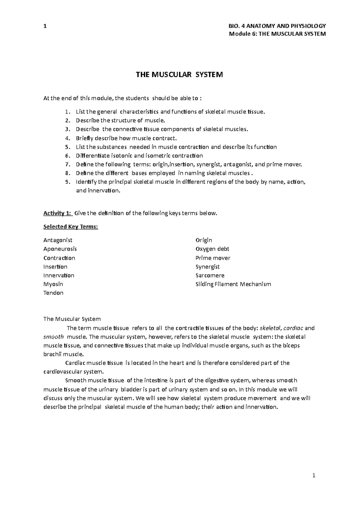 Module 6 Muscularsystem 1314322929386855 - Module 6: THE MUSCULAR ...