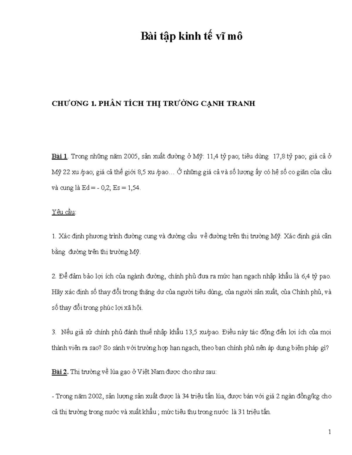 Tailieuxanh bai tap vi mo 474 - B‡i t¿p kinh t¿ vĩ mÙ CHƯƠNG 1. PH¬N TÕCH THà TRƯỜNG CẠNH TRANH ...