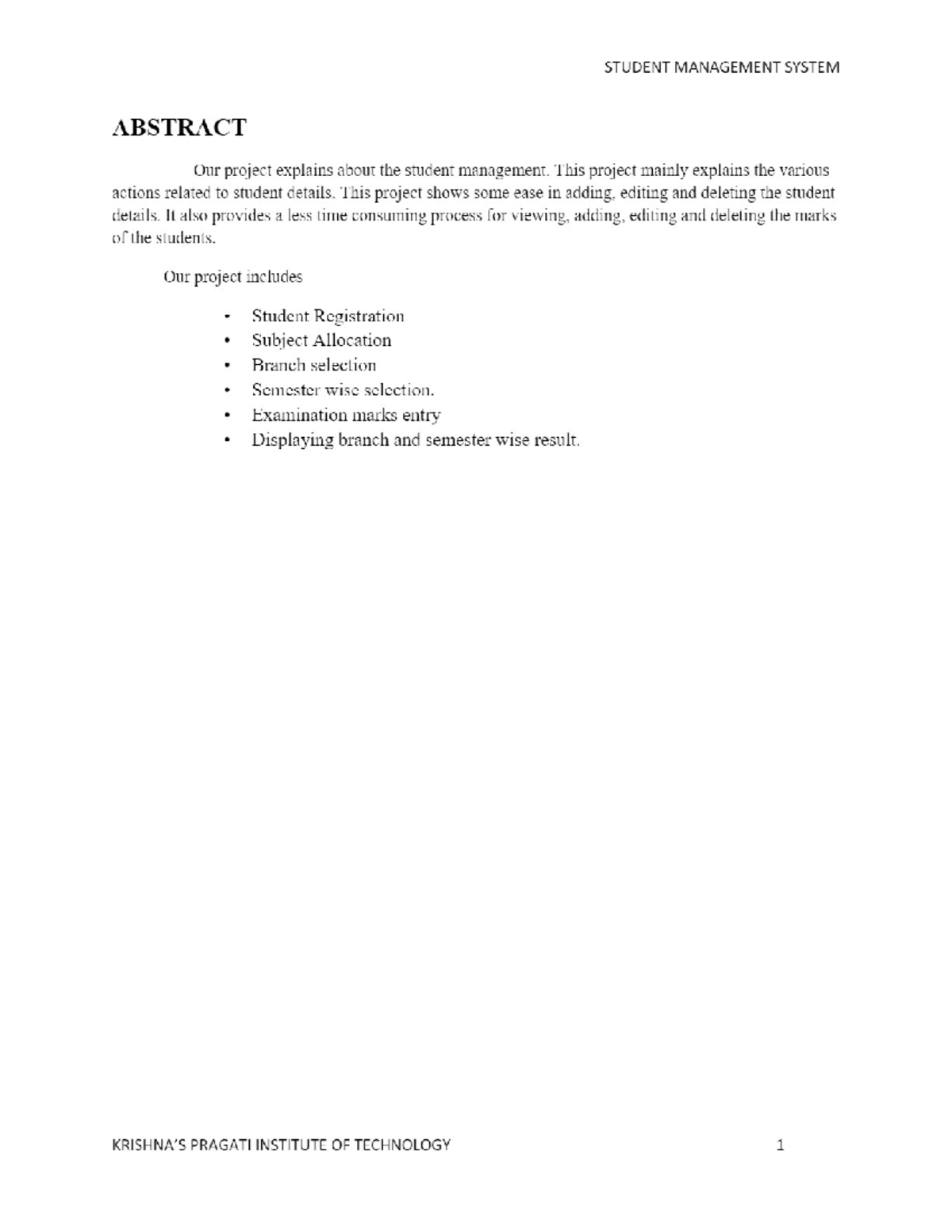 Student Management System Project Report - Computer Science ...