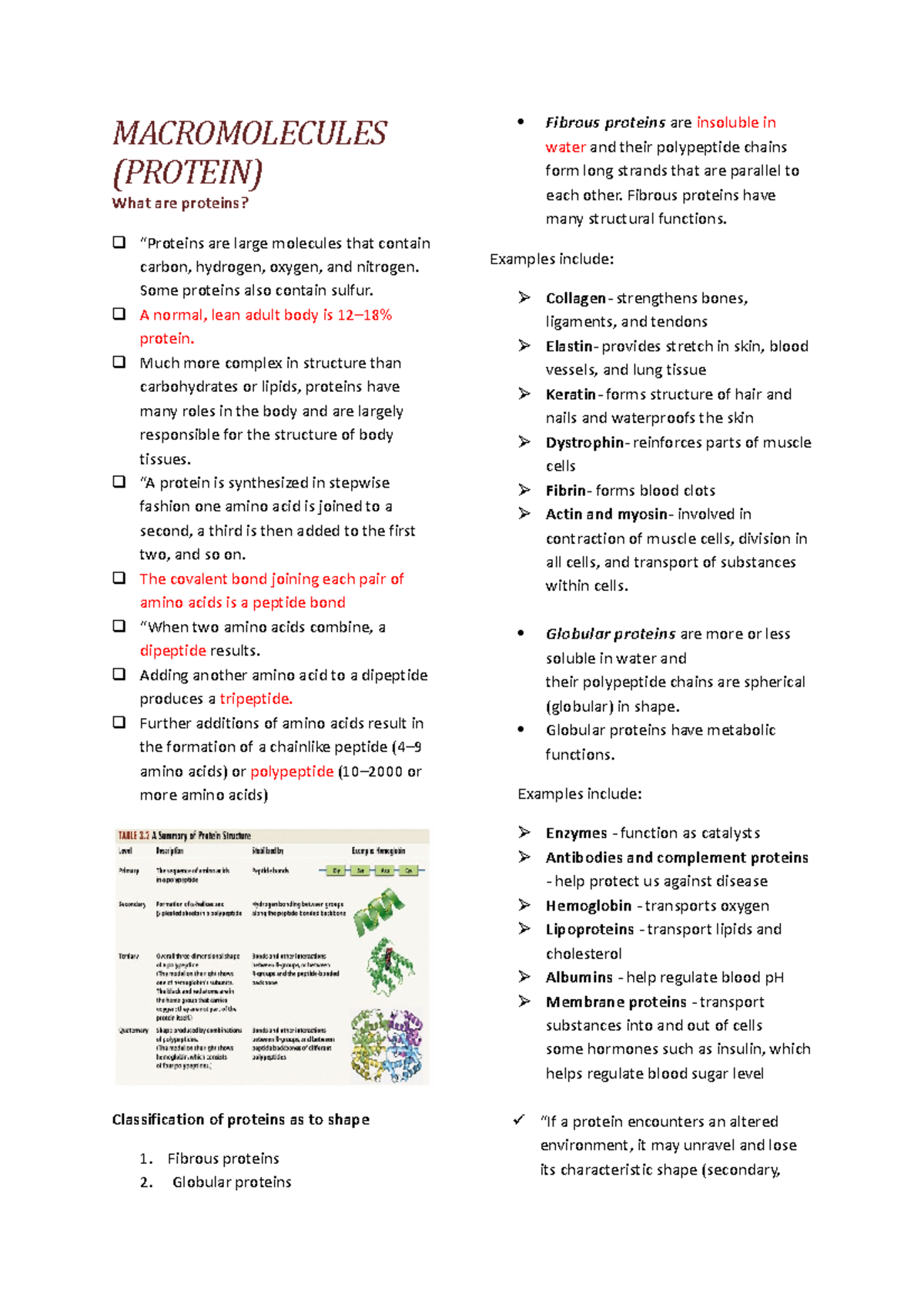 Proteins - protiens lecture in bio chem - MACROMOLECULES (PROTEIN) What ...