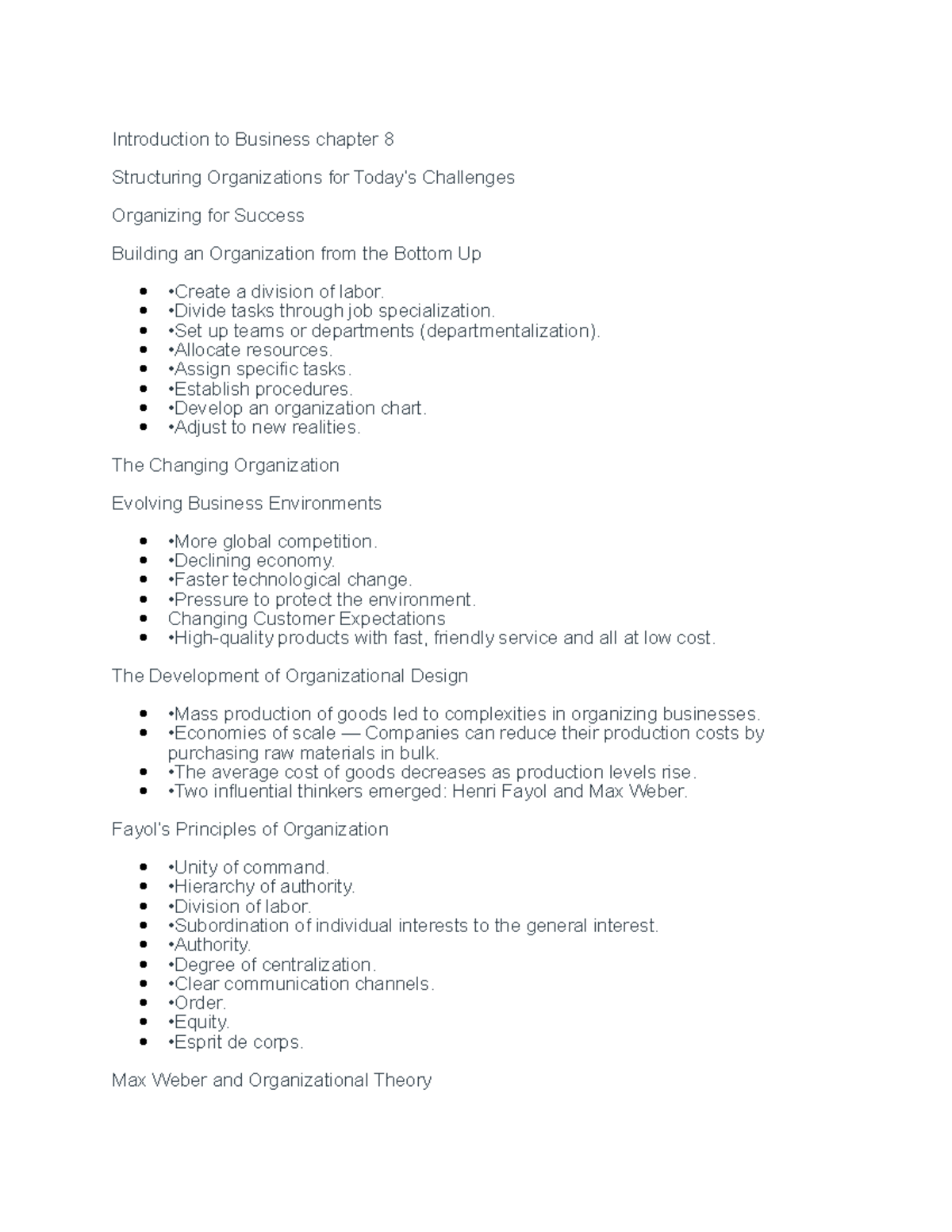 Intro business ch8 - lecture summary ch8 - Introduction to Business ...