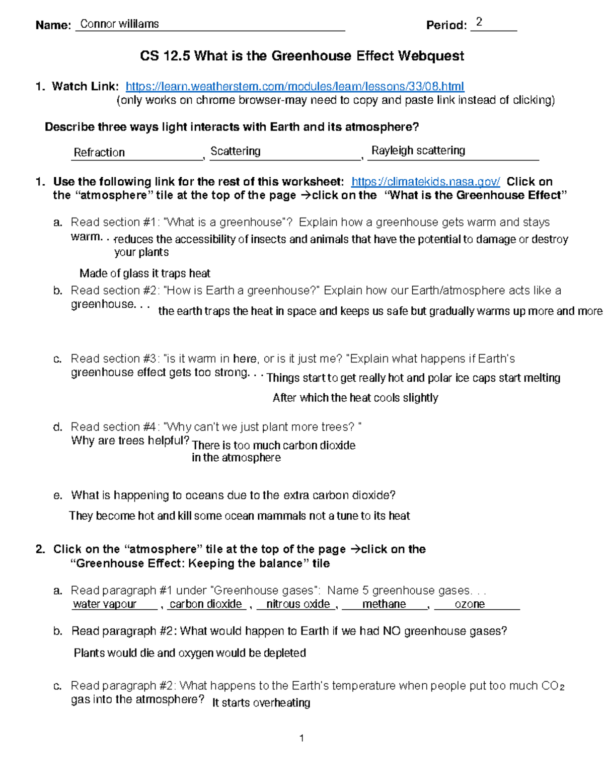 Greenhouse Effect Webquest (1) - Watch Link: learn.weatherstem/modules ...