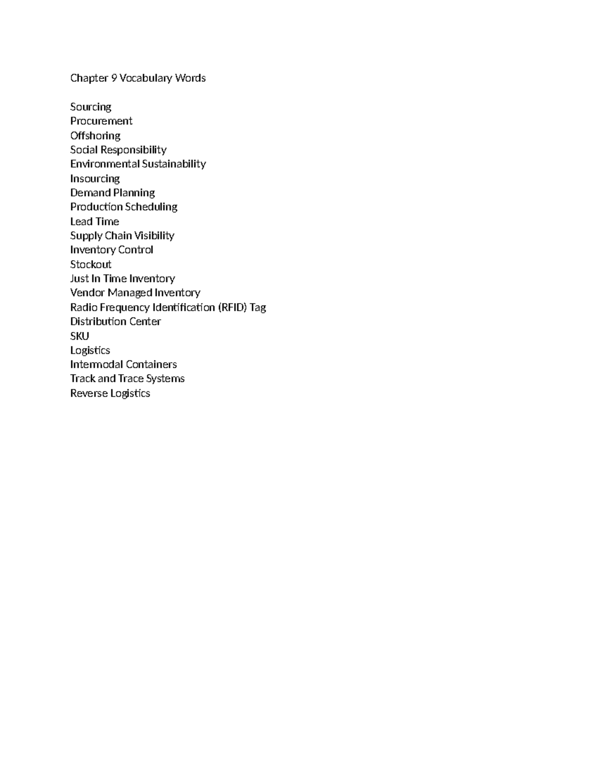 Chapter 9 Vocabulary Words - MKT 201 - Chapter 9 Vocabulary Words ...