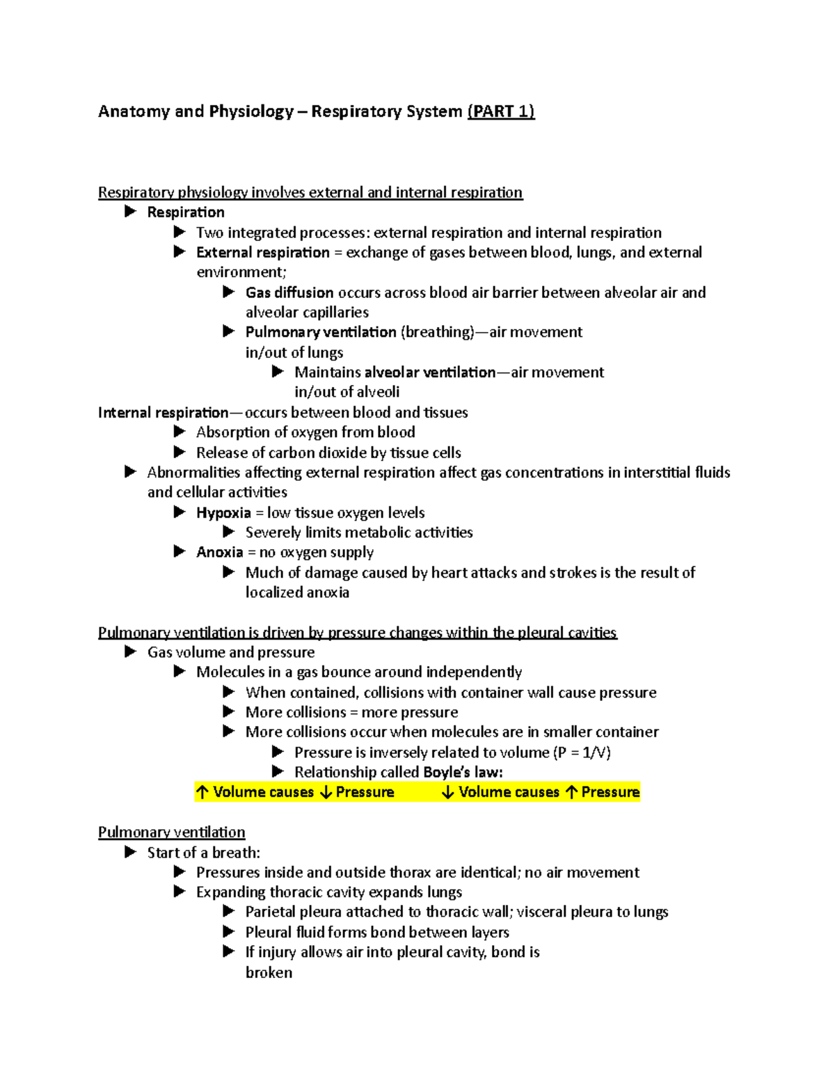 Anatomy and Physiology Resp System P1 - Anatomy and Physiology ...