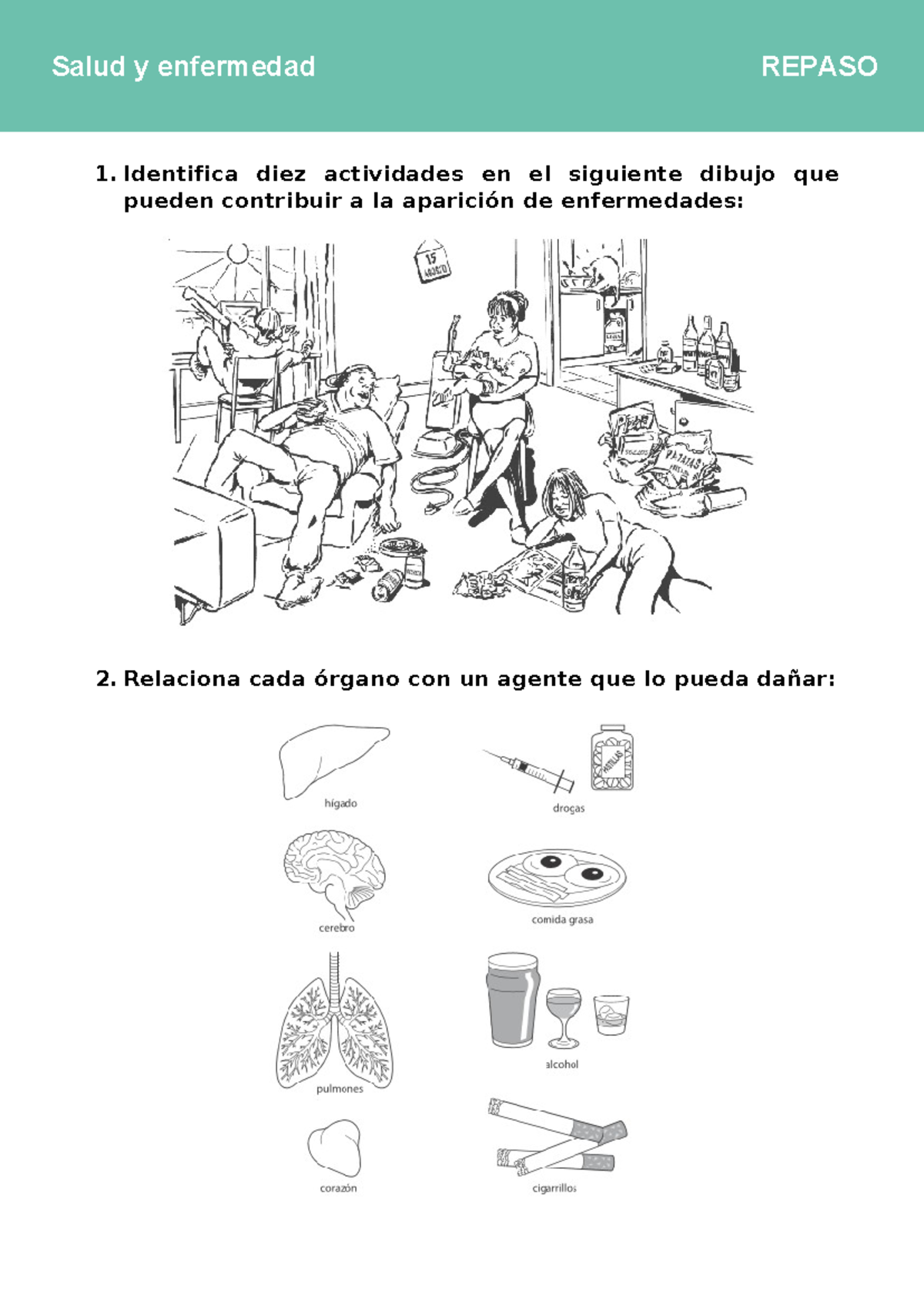 Ejercicios de repaso T8- Salud y Enfermedad. docx - 1. Identifica diez ...