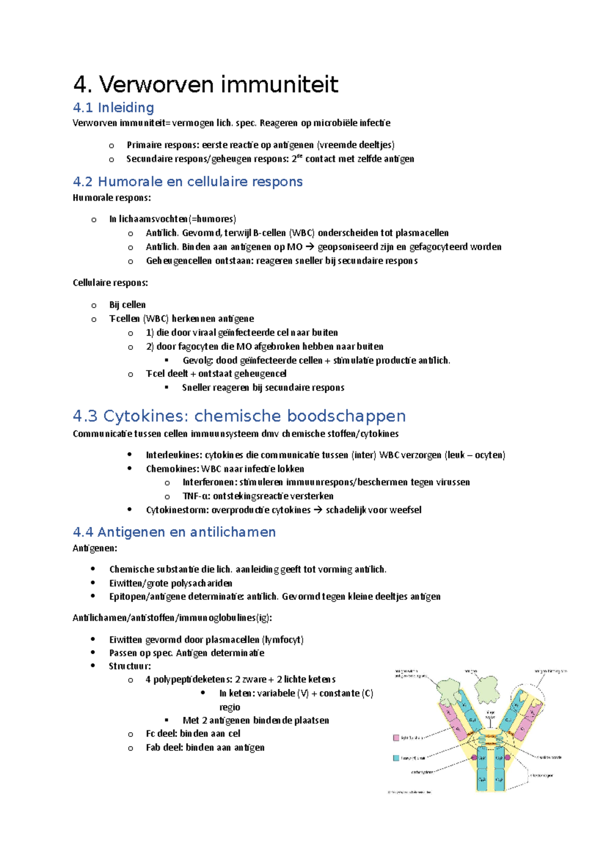 Verworven immuniteit - Samenvatting hoofdstuk 4 - 4. Verworven ...