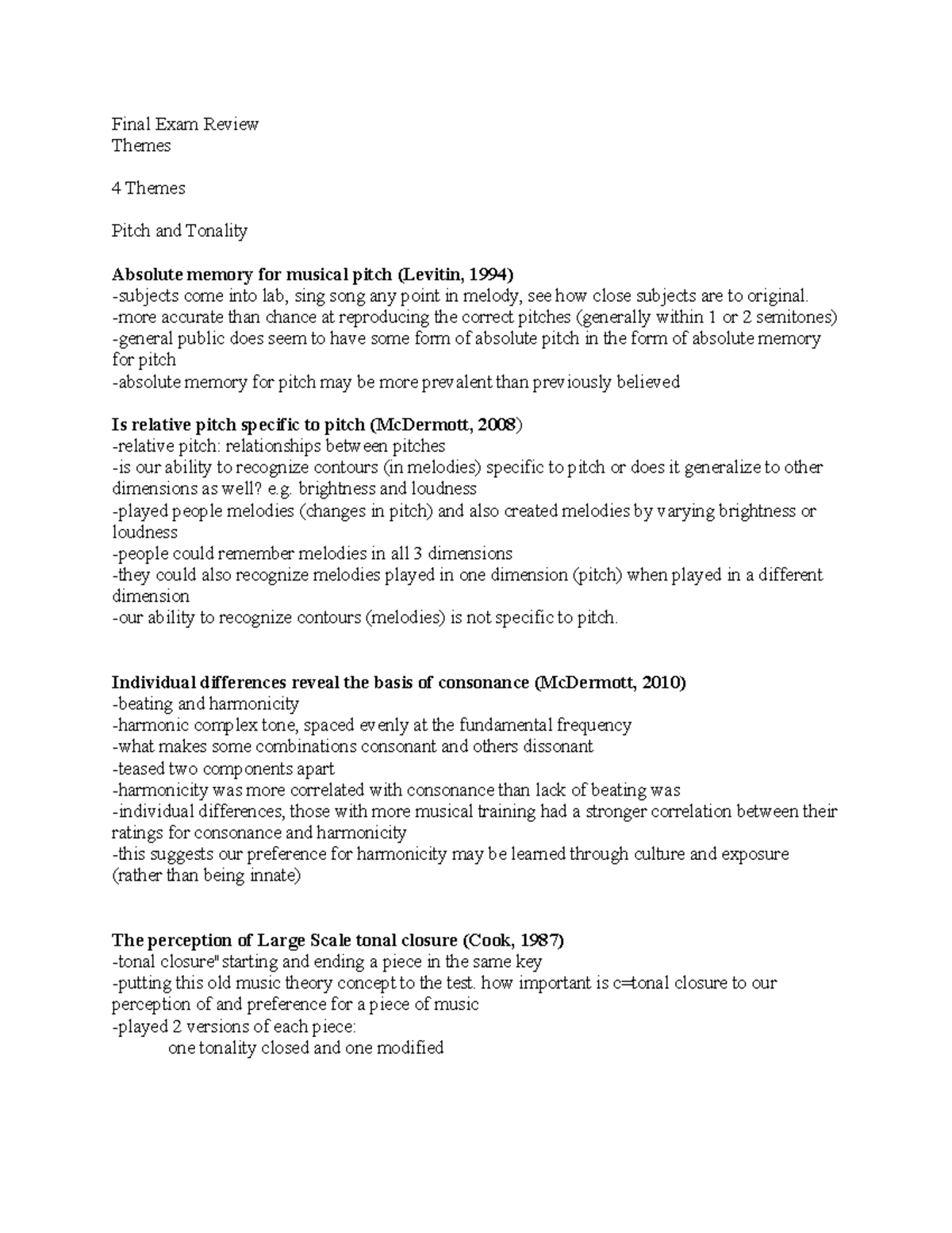 Lecture notes, lecture 29 - review of theme papers - Final Exam Review ...