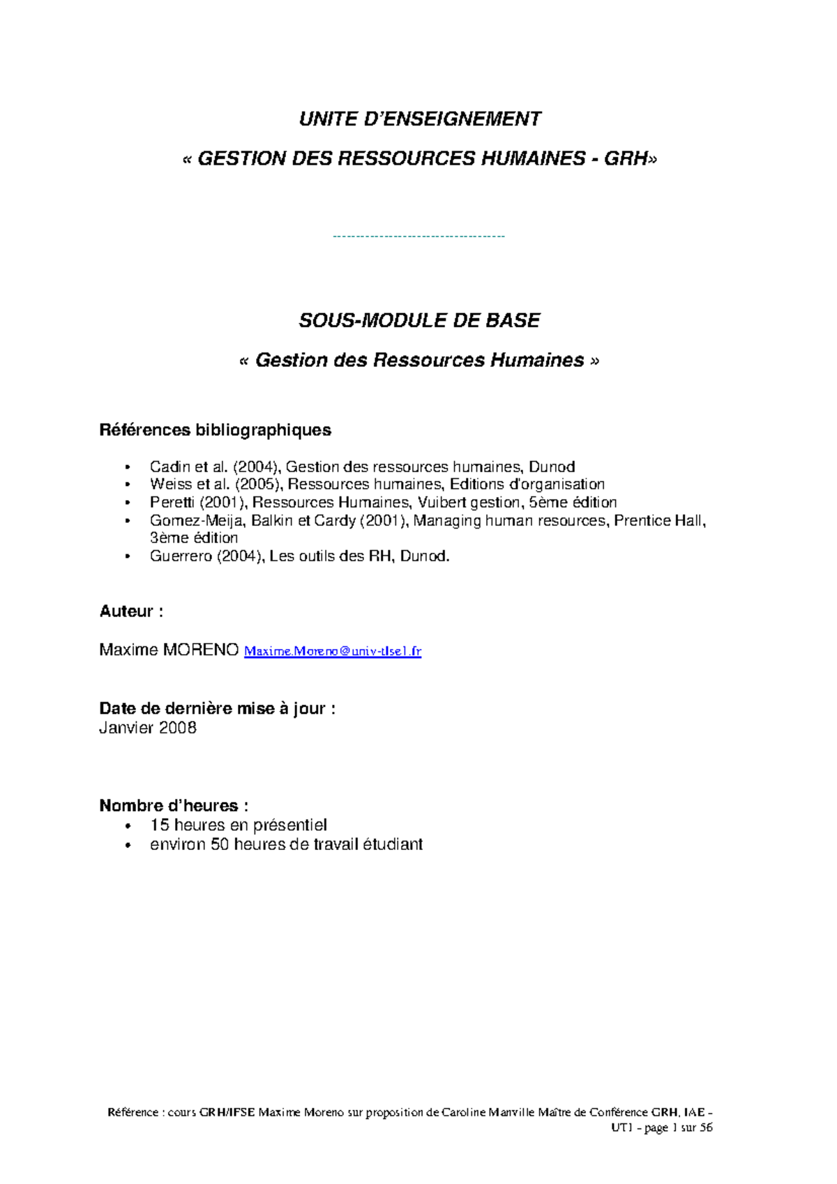 Cours GRH - Un fichier de gestion des ressources humaines est un ...