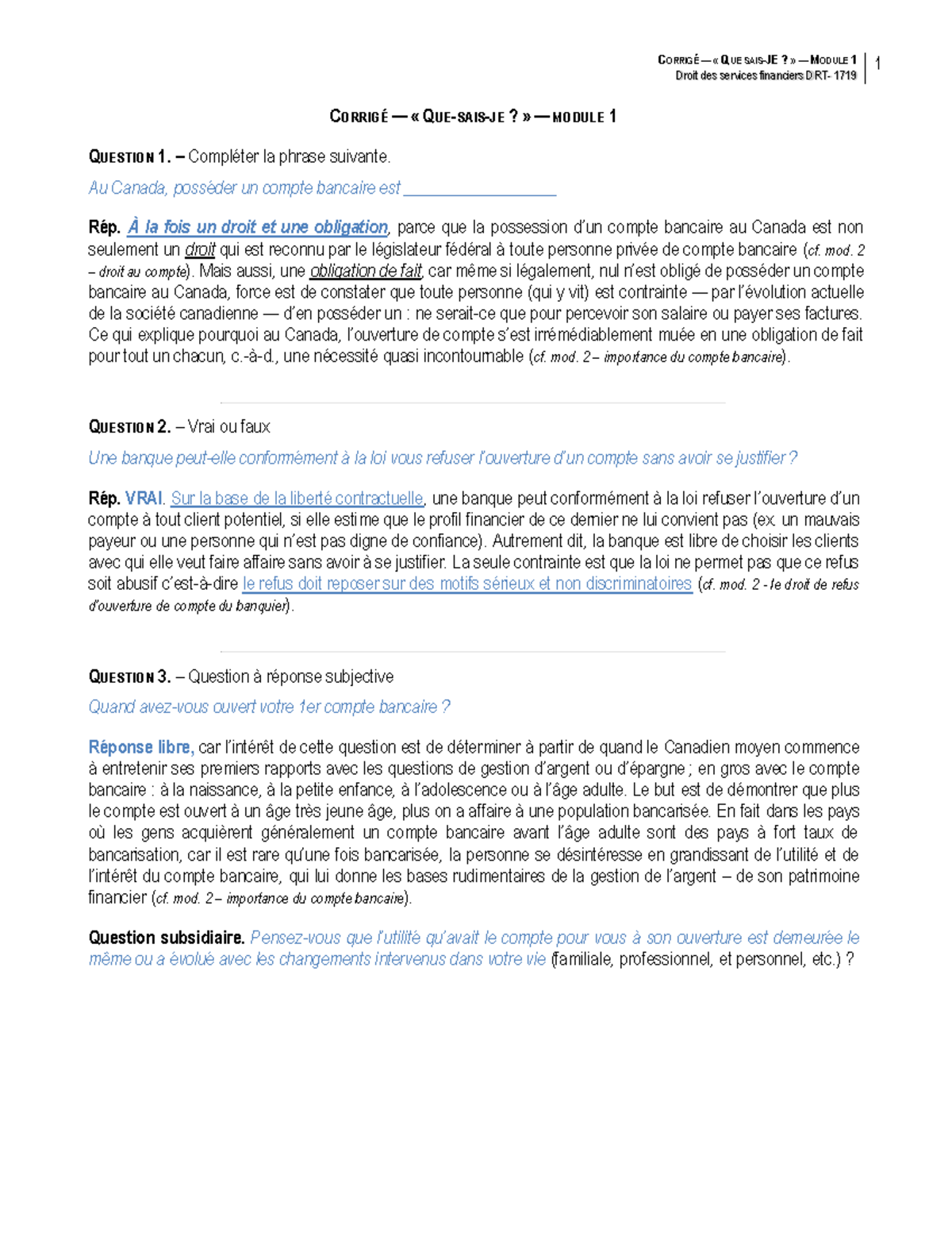 QSJ Mod 1 - Réponses aux questions "Qui suis-je" du module 1 - CORRIGÉ ...