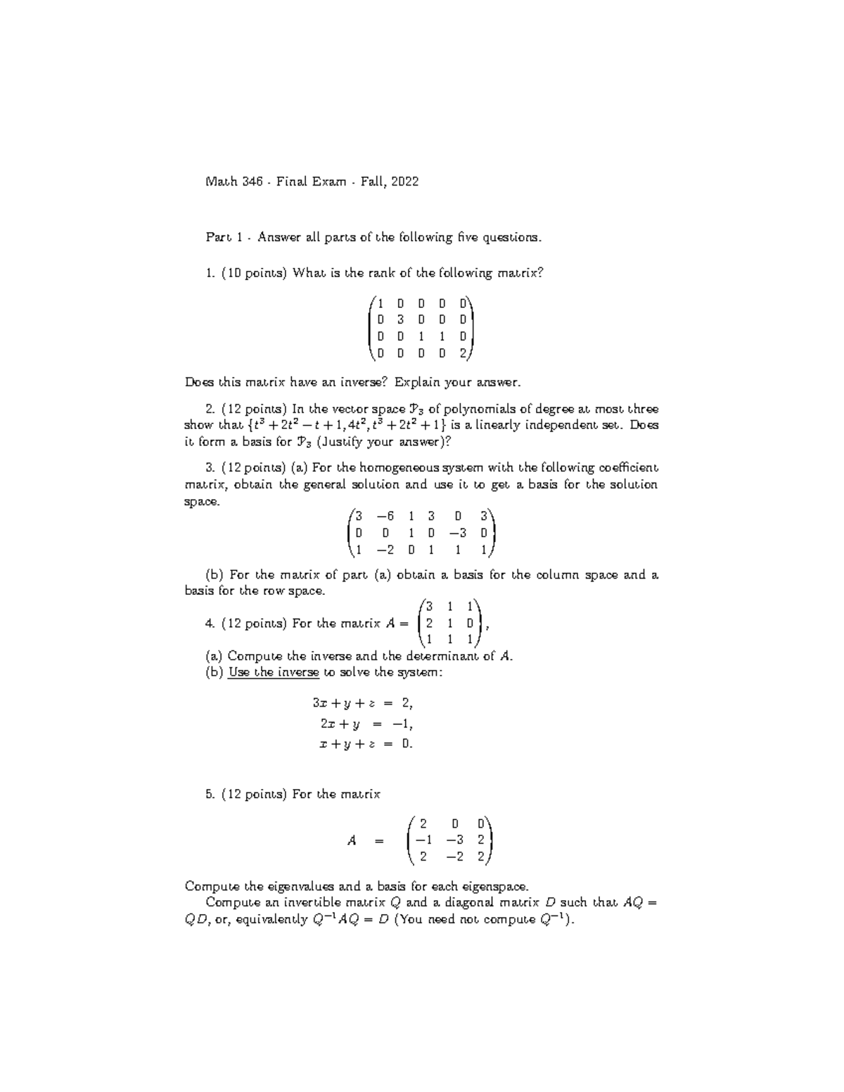 Final+exam+Fall+2022 - Math 346 - Final Exam - Fall, 2022 Part 1 - Answer all parts of the ...