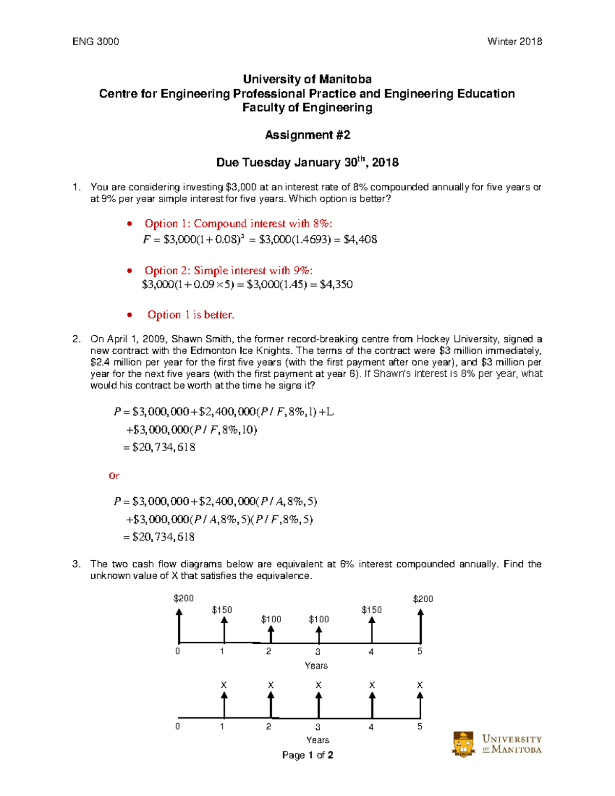Assignment 2 Solution Eng 3000 Winter 2018 Page 1 Of 2 University Of Manitoba Centre For