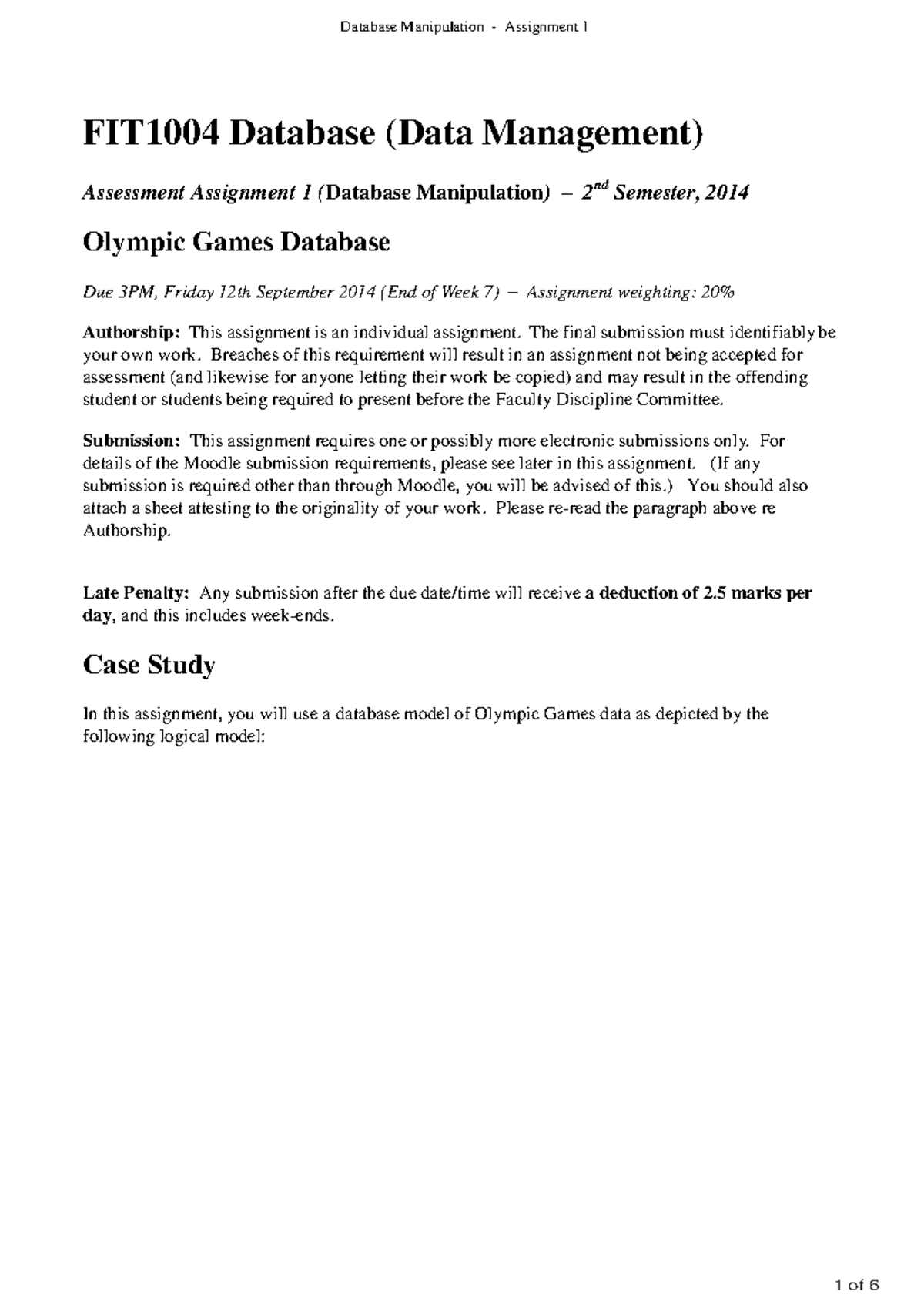 Seminar assignments - 1: database manipulation - FIT1004 Database (Data Management) Assessment ...