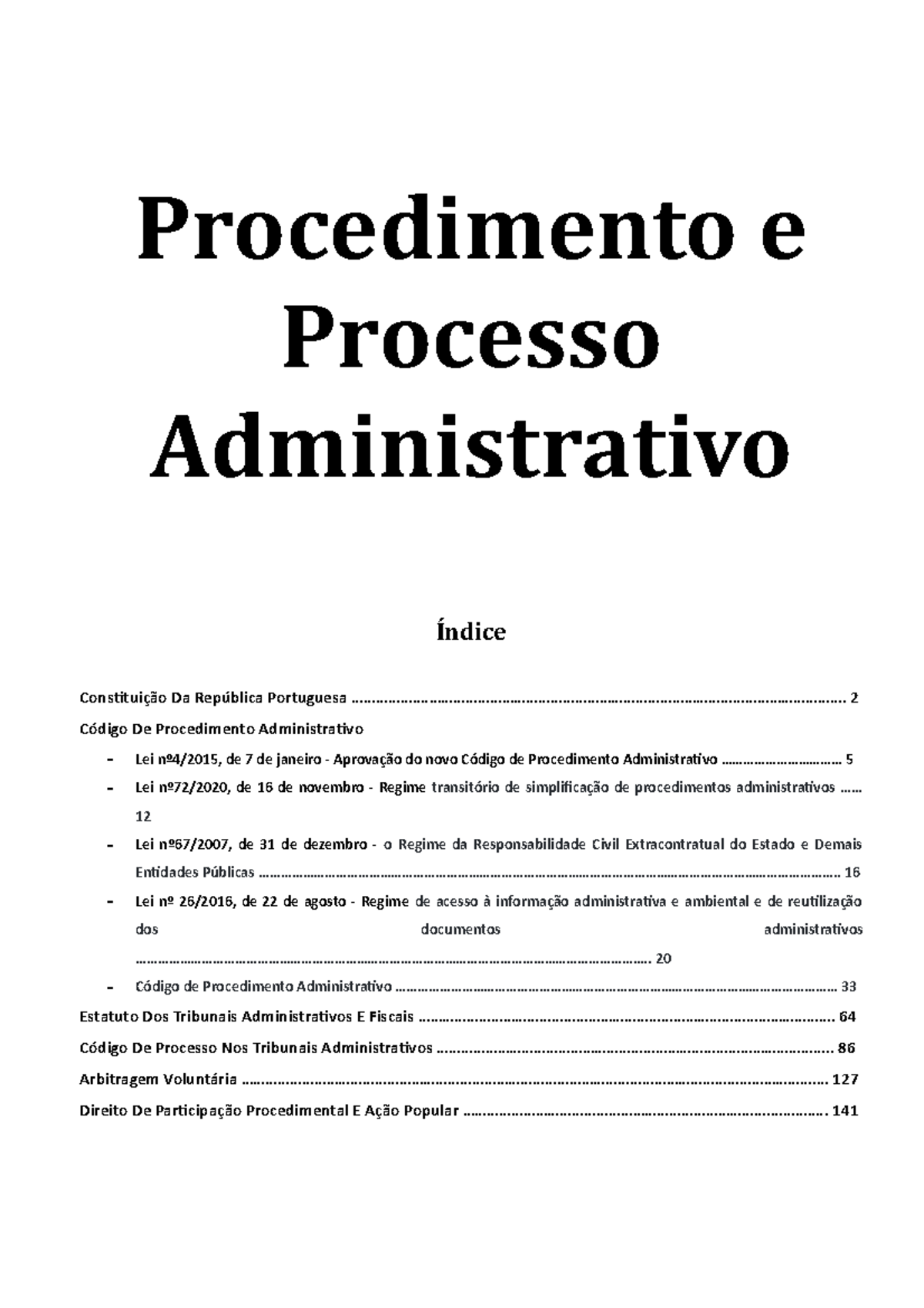 Legislação de administrativo - procedimento e processo administrativo ...