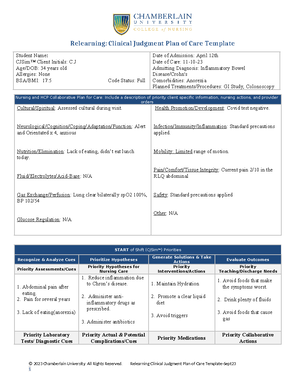 Pharm CJE Plan of Care 3 - CJE Plan of Care - Student Name: CJSim ...