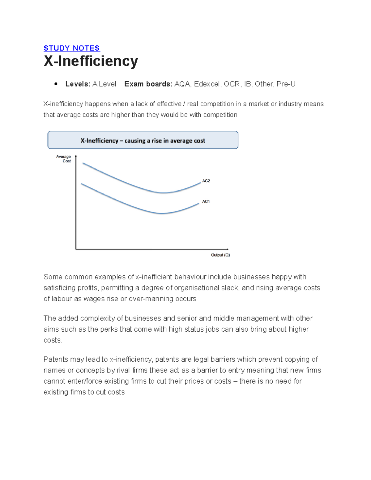 Efficiciency X-Inefficiency - STUDY NOTES X-Inefficiency Levels: A ...