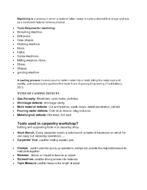 Mechanical Workshop - Studocu