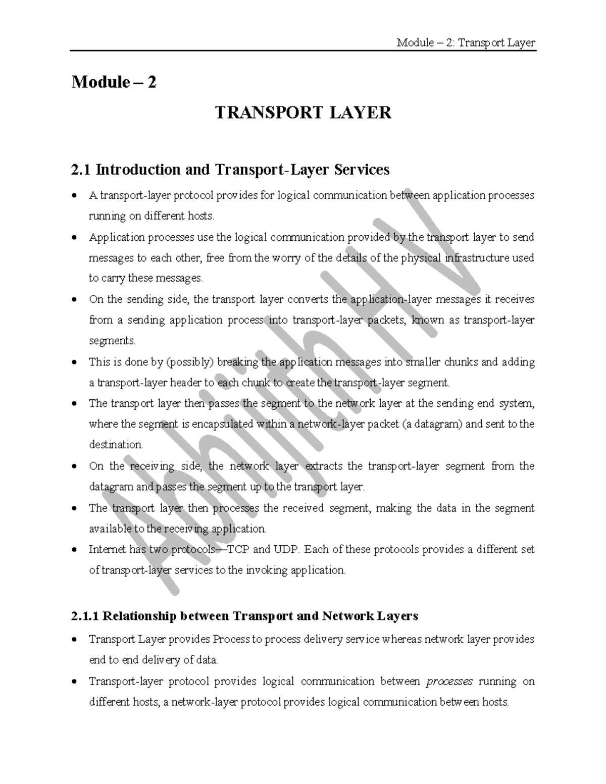 CN-Module 2 - It contains the lecture notes of module-2. - Module – 2 ...