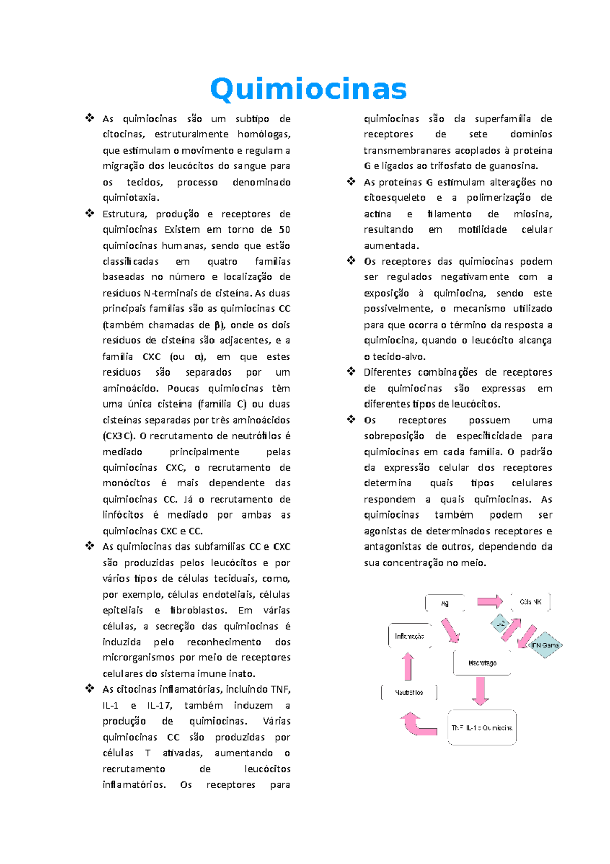 Quimiocinas - Estrutura, produção e receptores de quimiocinas Existem ...