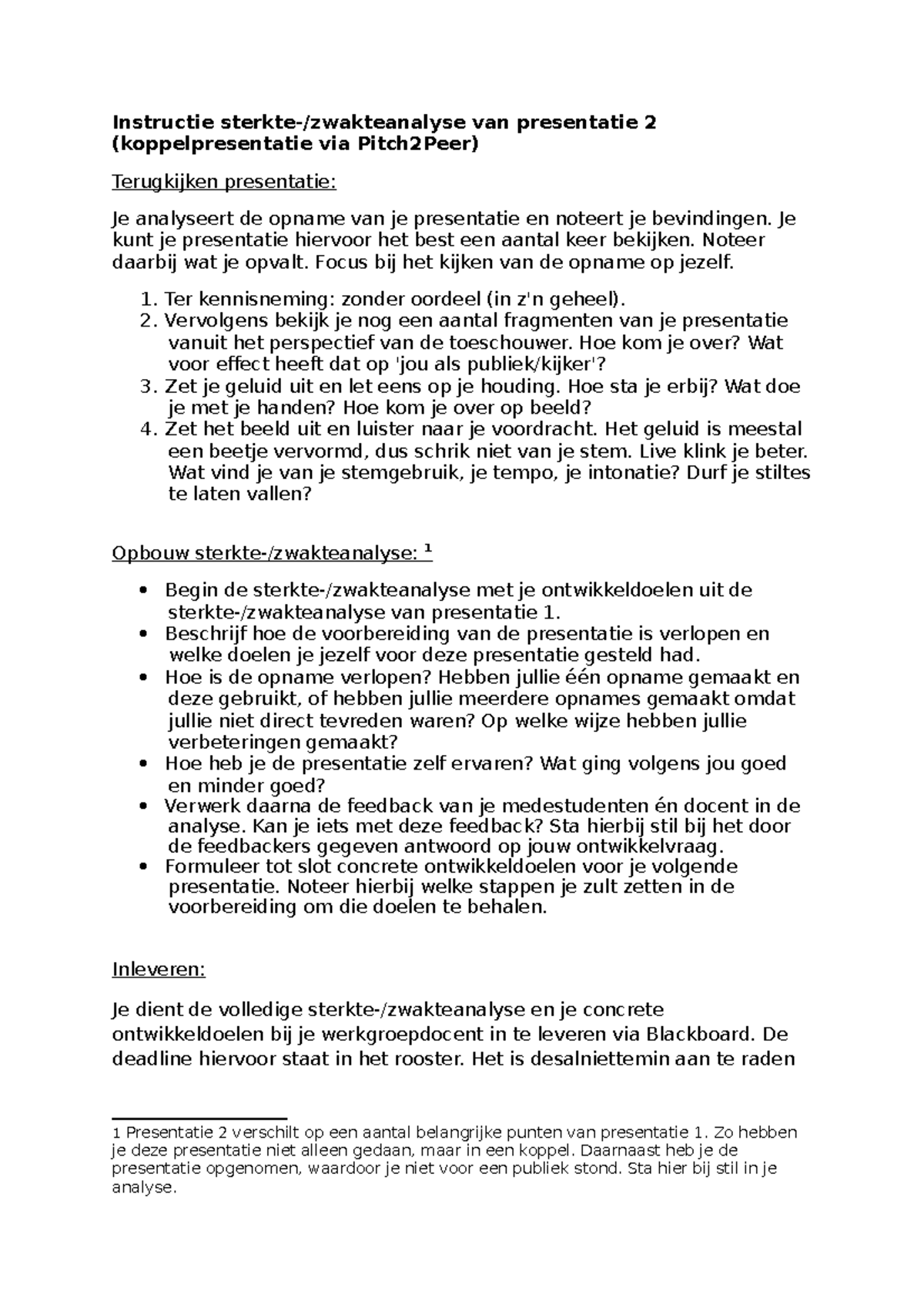 Instructie sterkte zwakte analyse presentatie 2 - Instructie sterkte ...