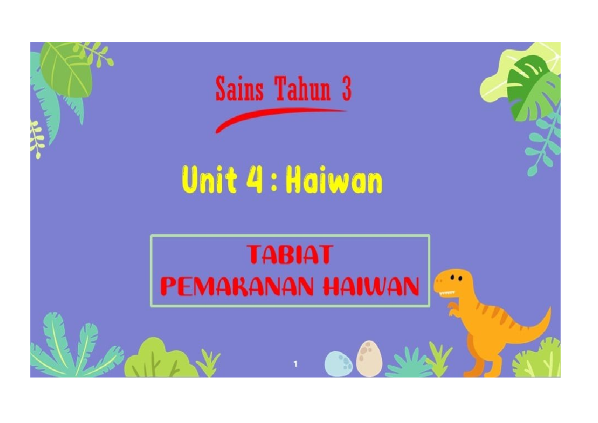 NOTA Sains T3 Tabiat Pemakanan Haiwan - Sains Tahun 3 Unit 4: Haiwan ...