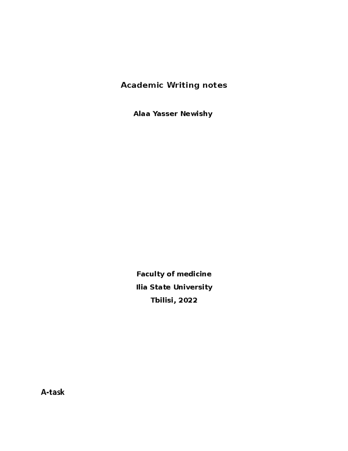 Reading notes num3 - academic writing - Academic Writing notes Alaa ...