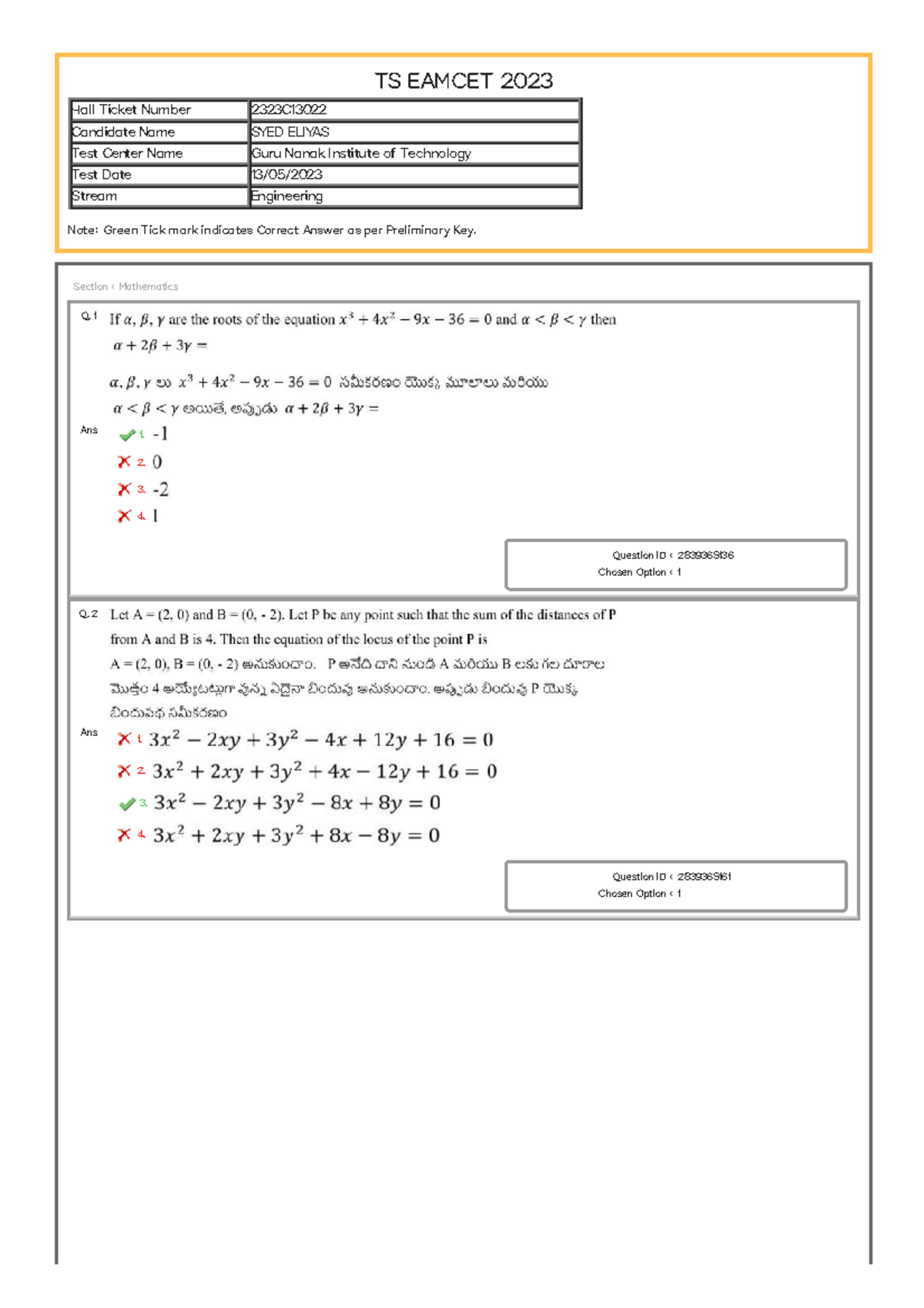 Https cdn3.digialm - Good - Q. Ans 1. 2. 3. 4. Chosen Option : Question ...